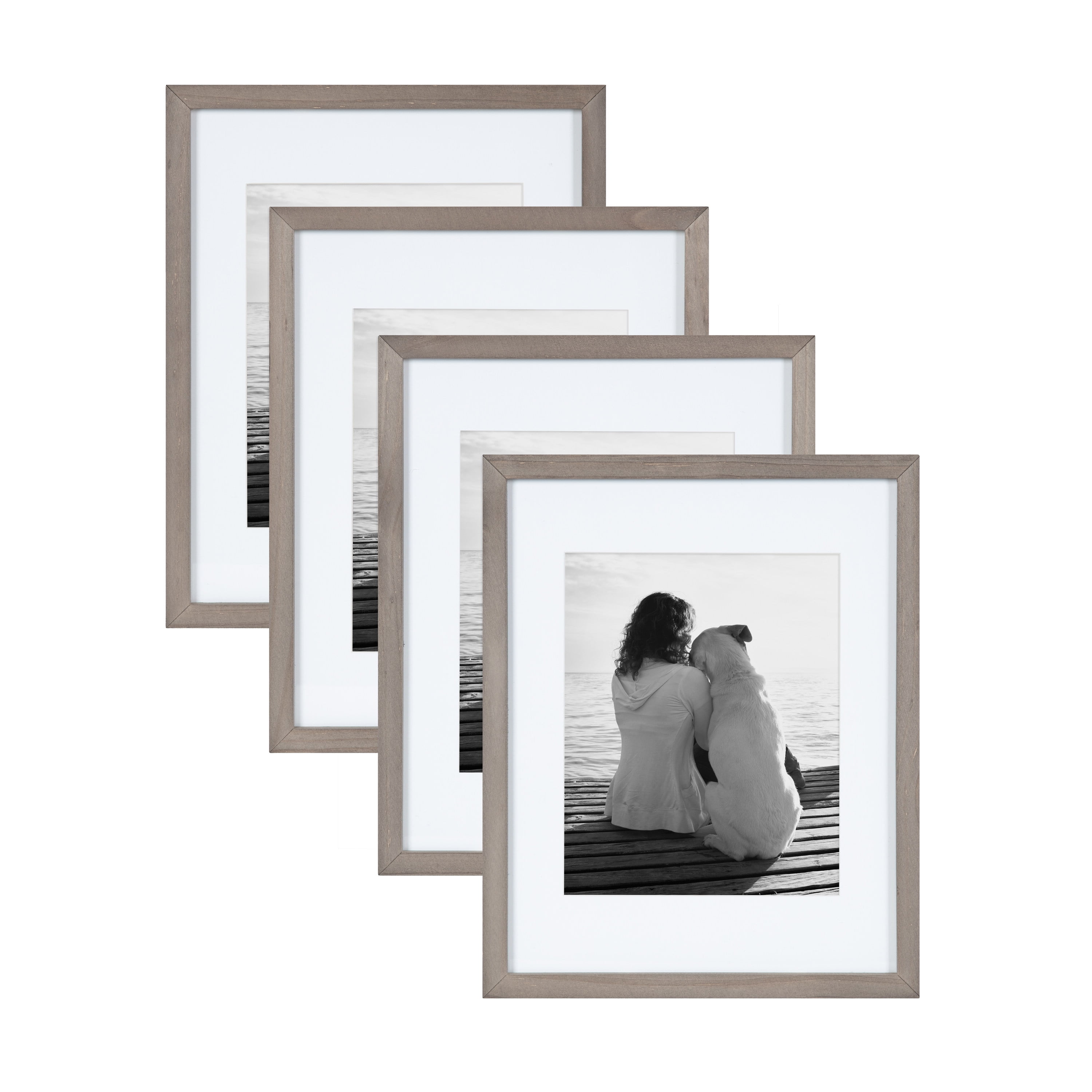 DesignOvation Gallery Picture Frame Set, Set of 4, 11 x 14 Matted to 8 ...