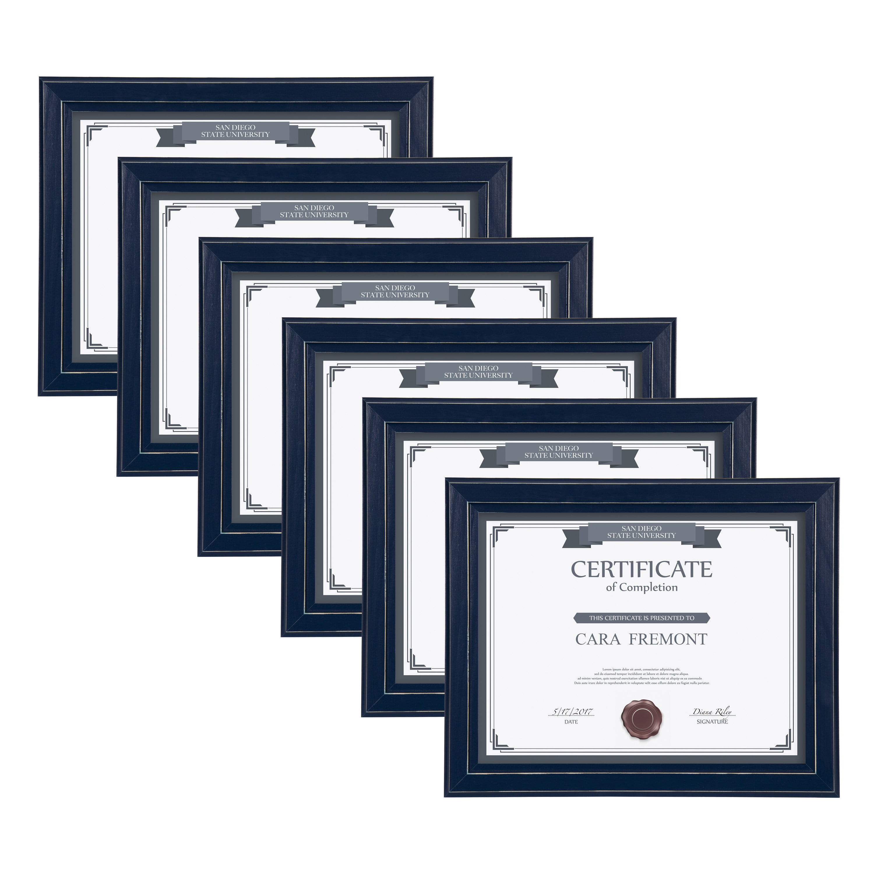 DesignOvation Kieva Solid Wood Document Frames, Distressed Navy Blue 8 ...