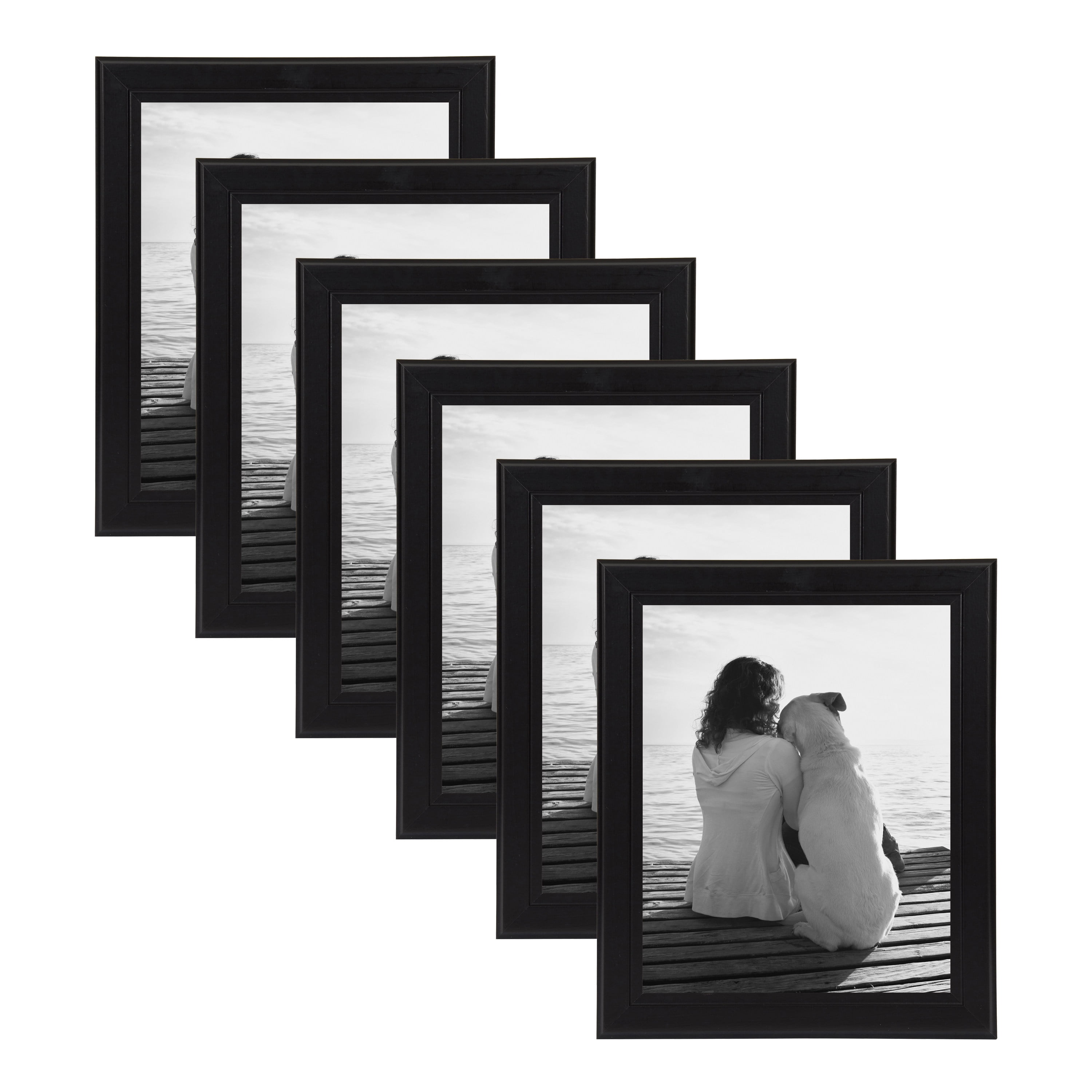 DesignOvation Kieva Solid Wood Picture Frame, Black 8x10, Pack of 6 ...