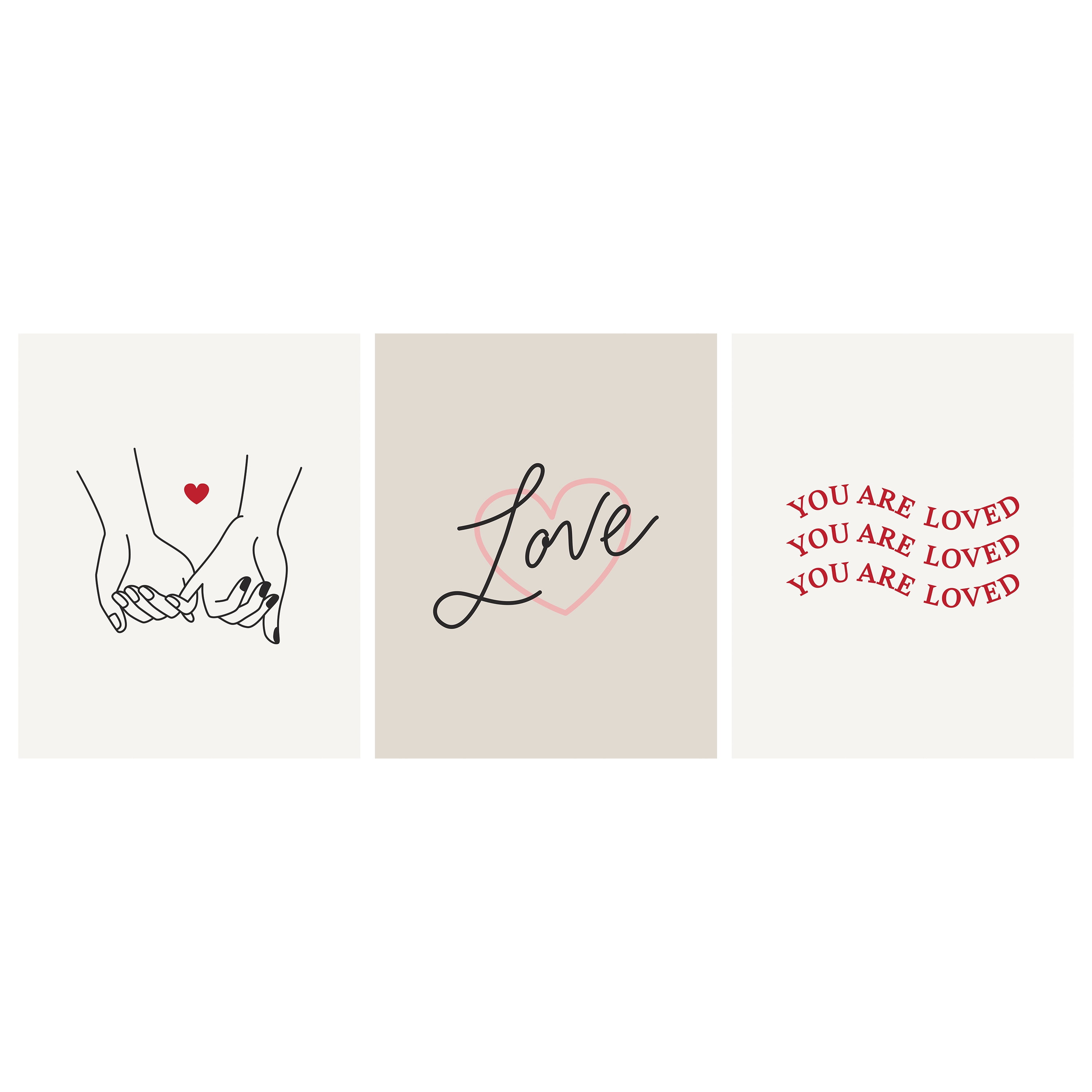DesignOvation Love Simple Unframed Art Prints 8” x 10” Set of 3 by The ...