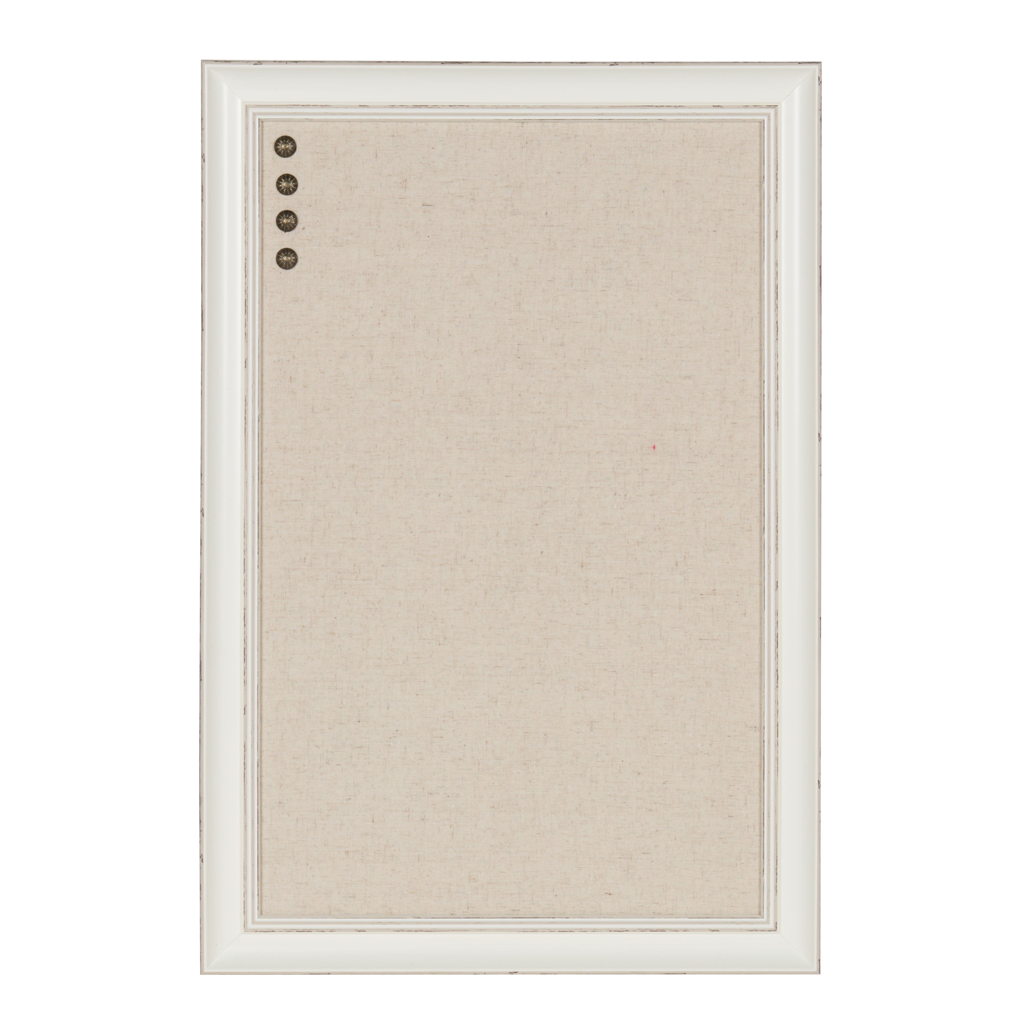 DesignOvation Macon Framed Linen Fabric Pinboard, 18x27, Soft White ...