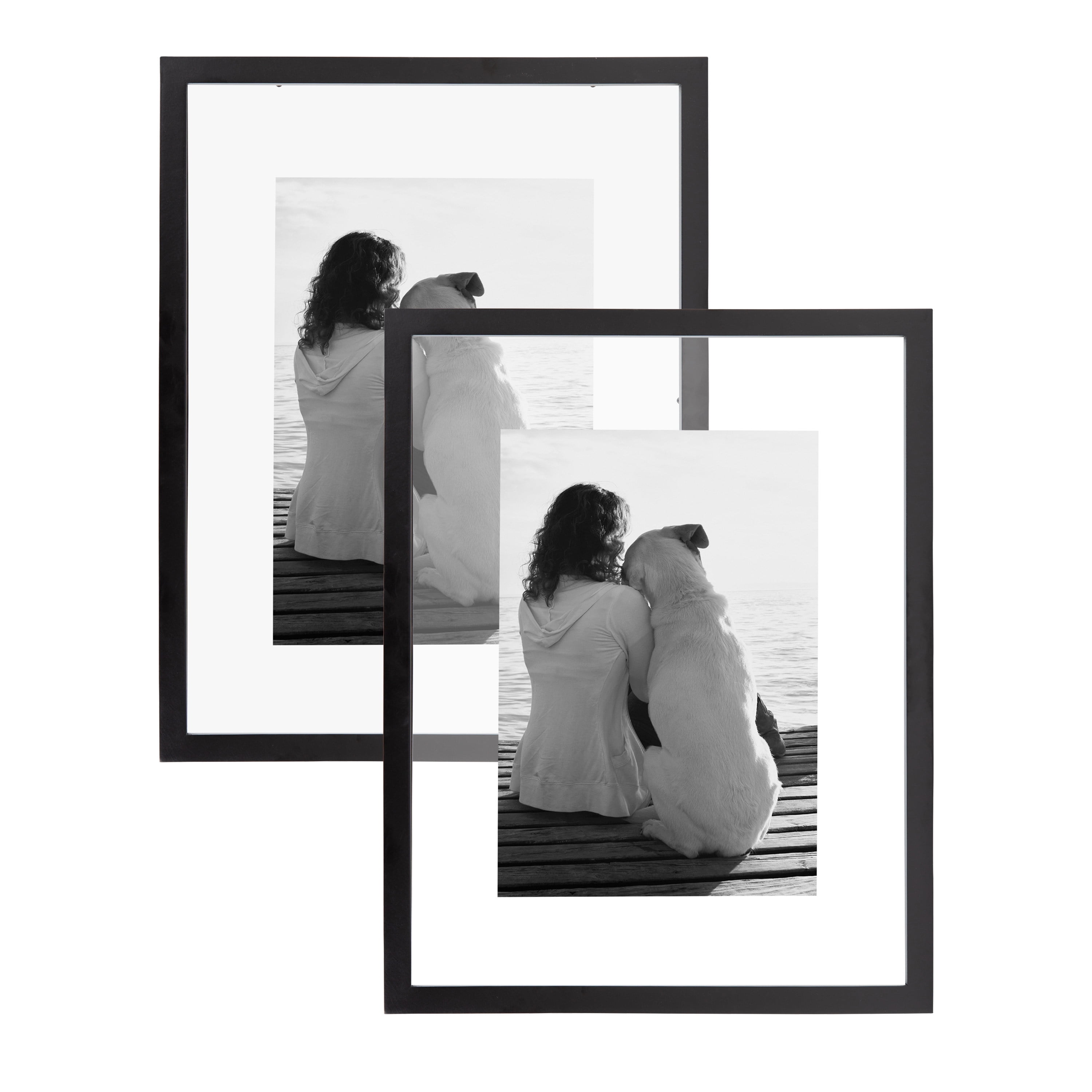 DesignOvation Modern Gallery Wood Picture Frame Set, 14x18, Black ...