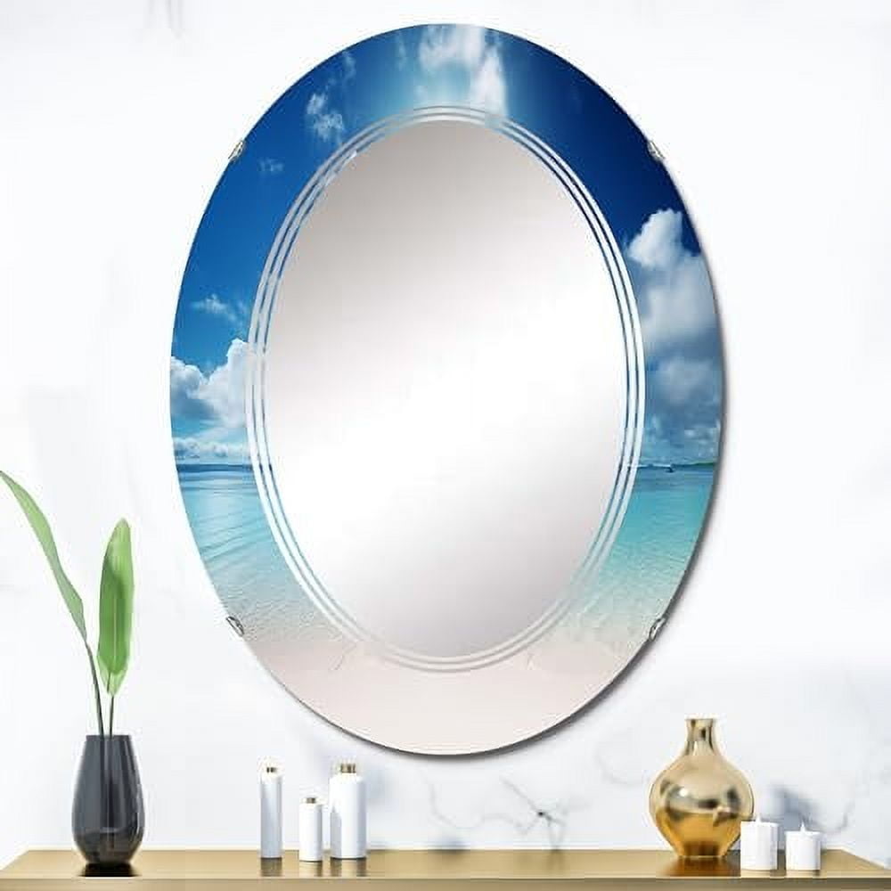 DesignQ Nautical & Beach wall mirror, Oval Nautical & Coastal mirror ...