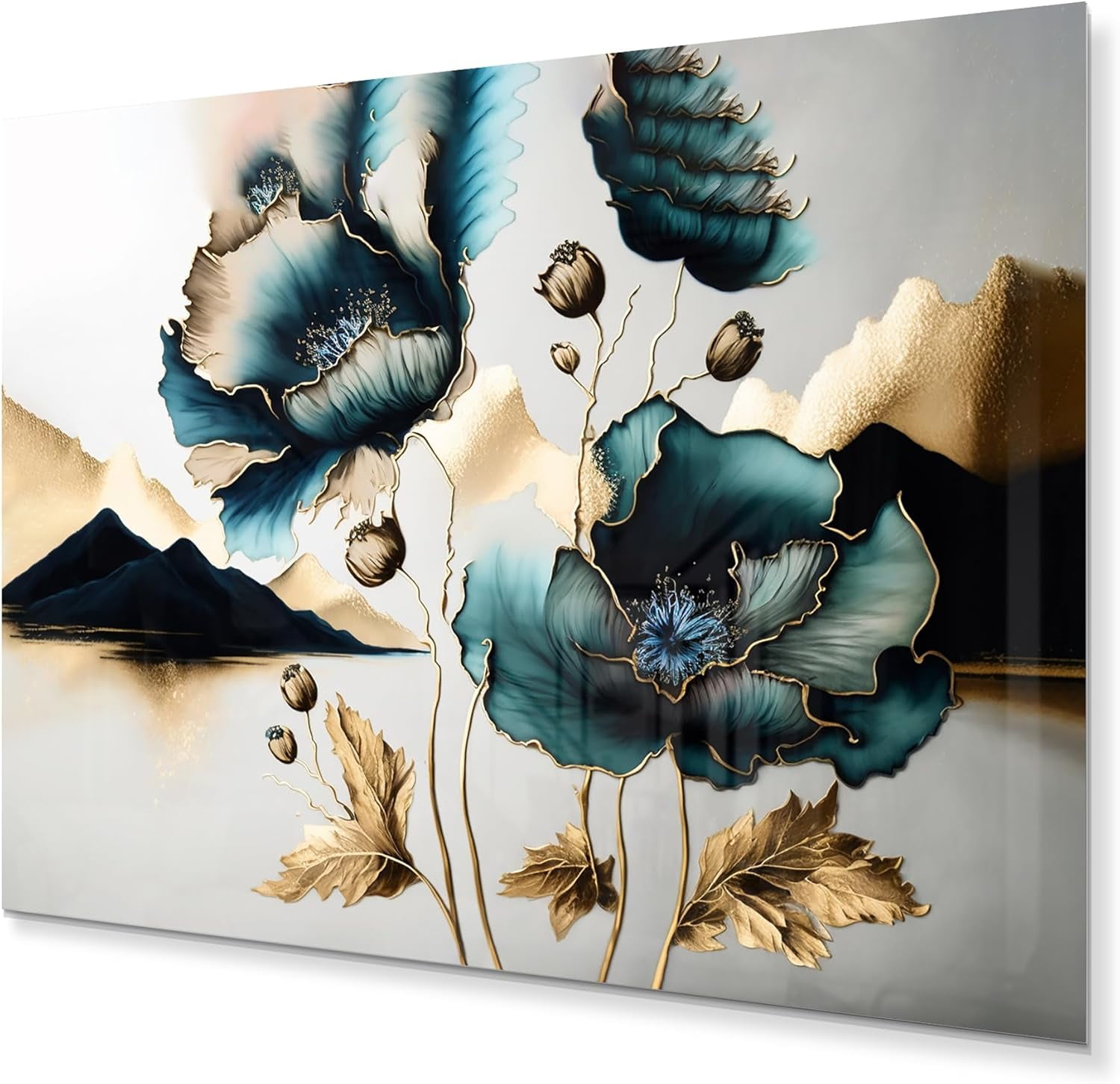 DesignQ Poppies Oversized Metal wall art decor, Poppies Metal wall art ...
