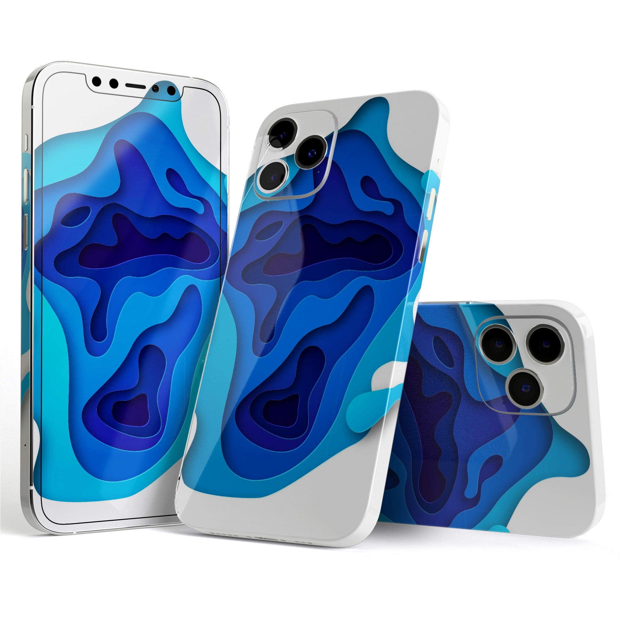 DesignSkinz 3D Blue Abstract Paper Cuts V2 Full-Body Skin Decal Wrap ...