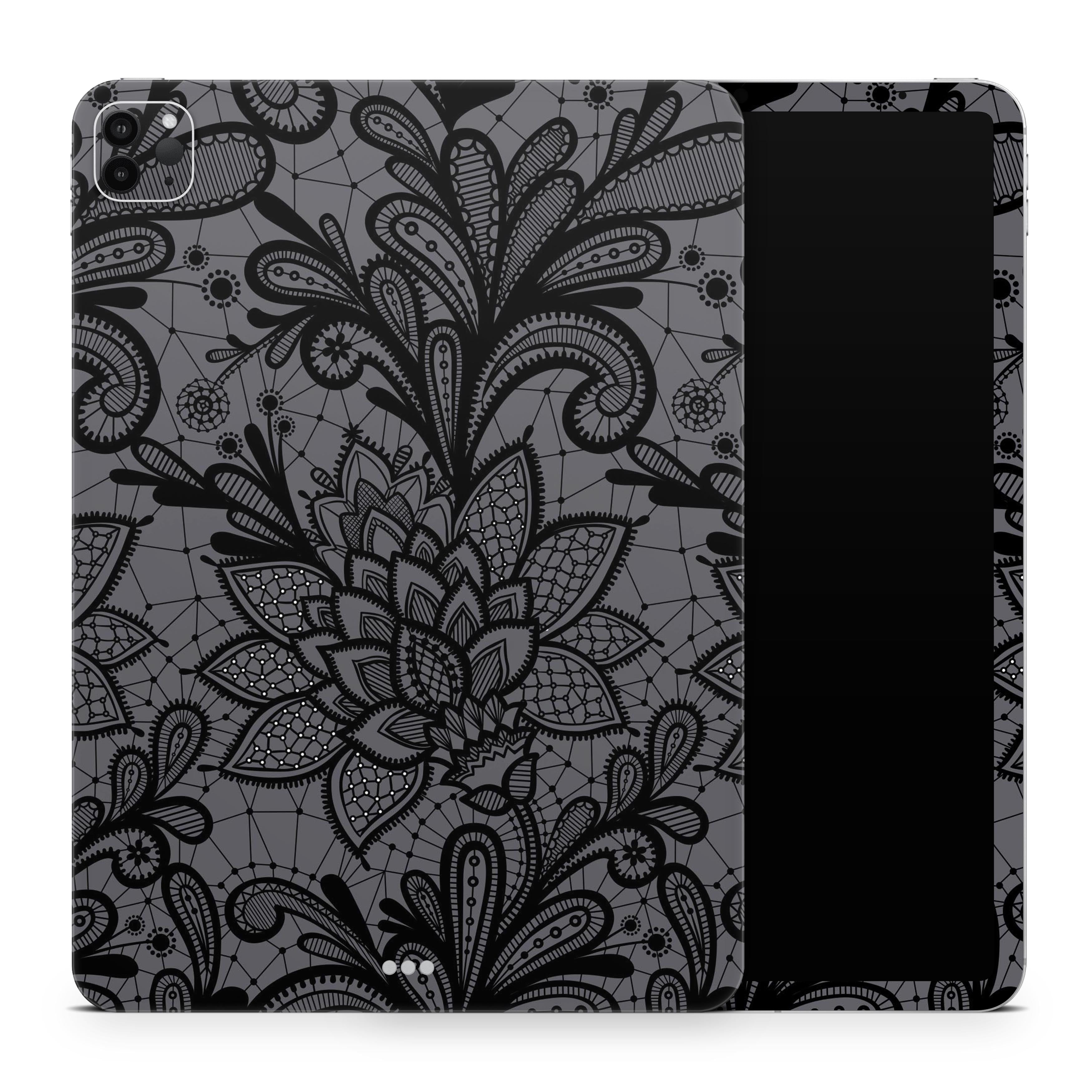 DesignSkinz Black and White Geometric Floral Full-Body Skin Decal Wrap Cover for iPad 9th Gen 10 ...