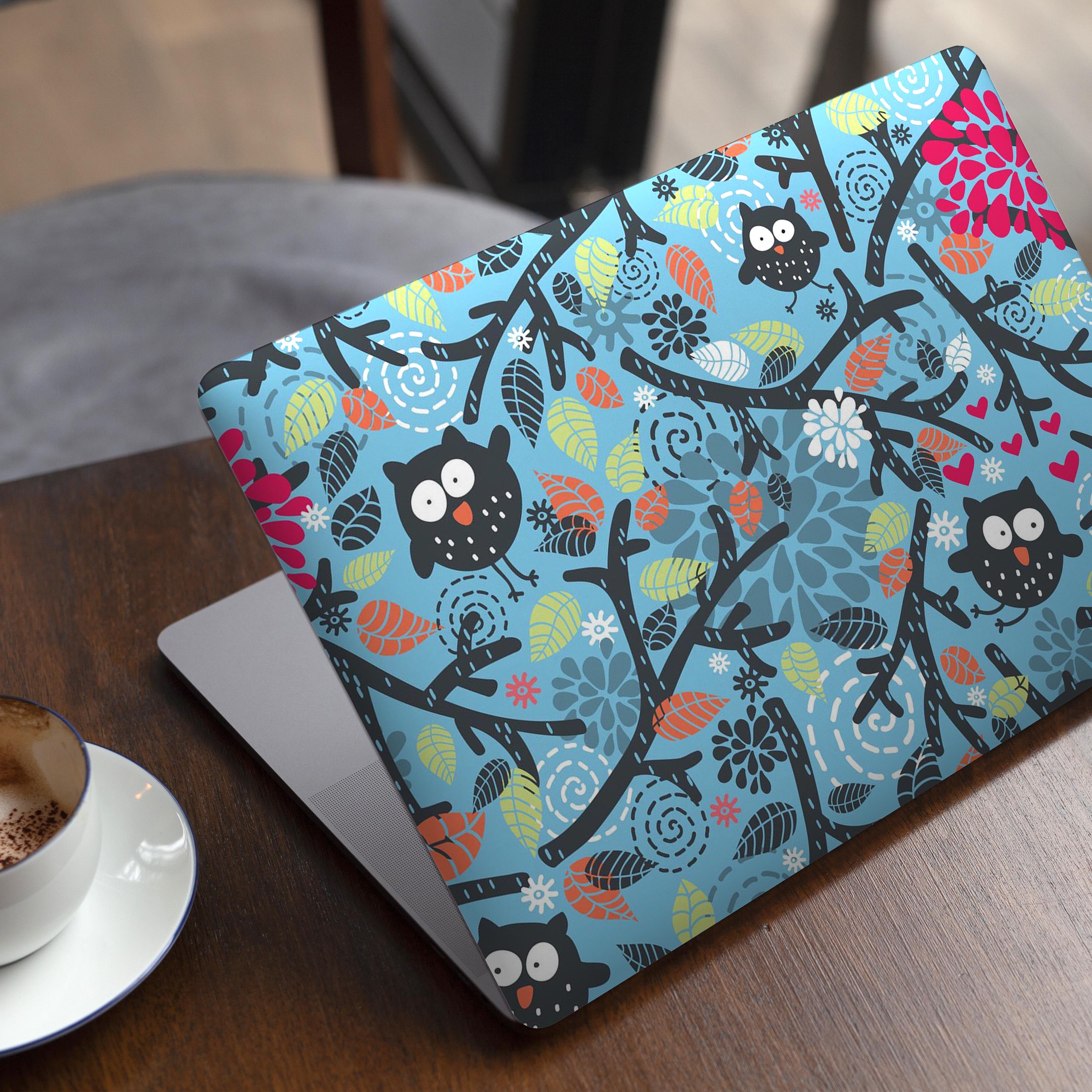 DesignSkinz Blue and Black Branches with Abstract Big Eyed Owls Full-Body Skin Decal Wrap Cover ...