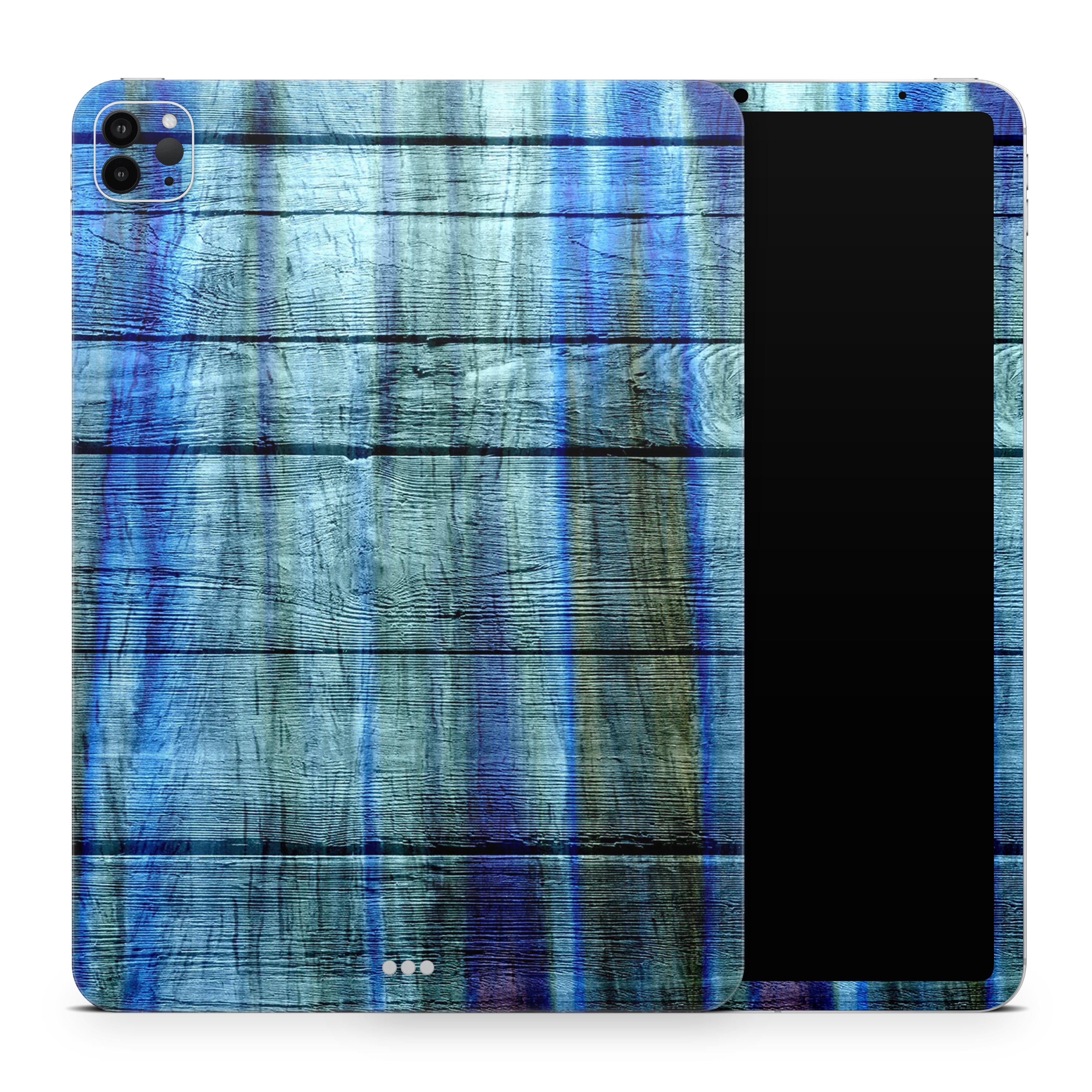 DesignSkinz Blue and Green Tye-Dyed Wood Full-Body Skin Decal Wrap Cover for iPad Pro 12.9” 4th ...
