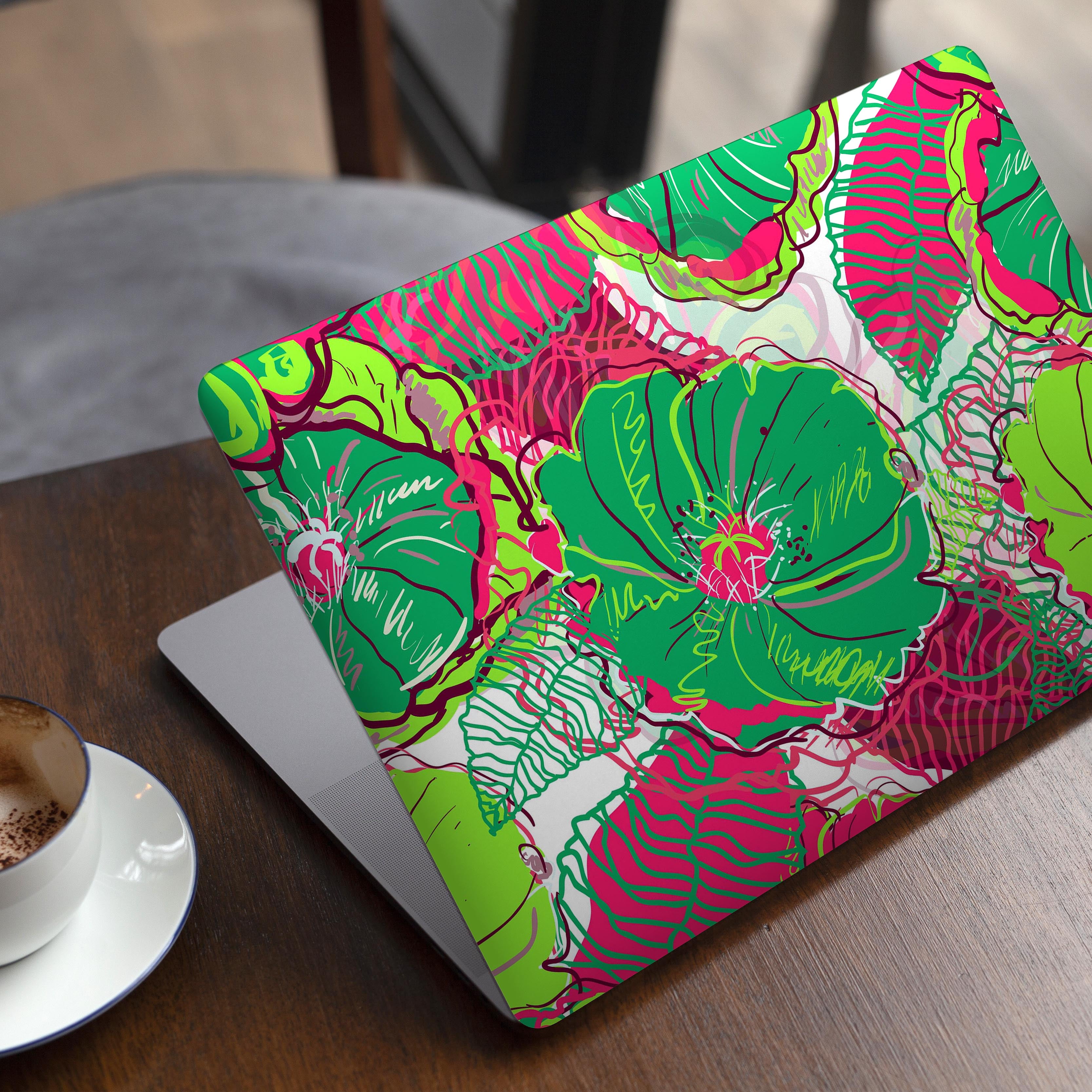 DesignSkinz Bright Pink and Green Flowers Full-Body Skin Decal Wrap ...
