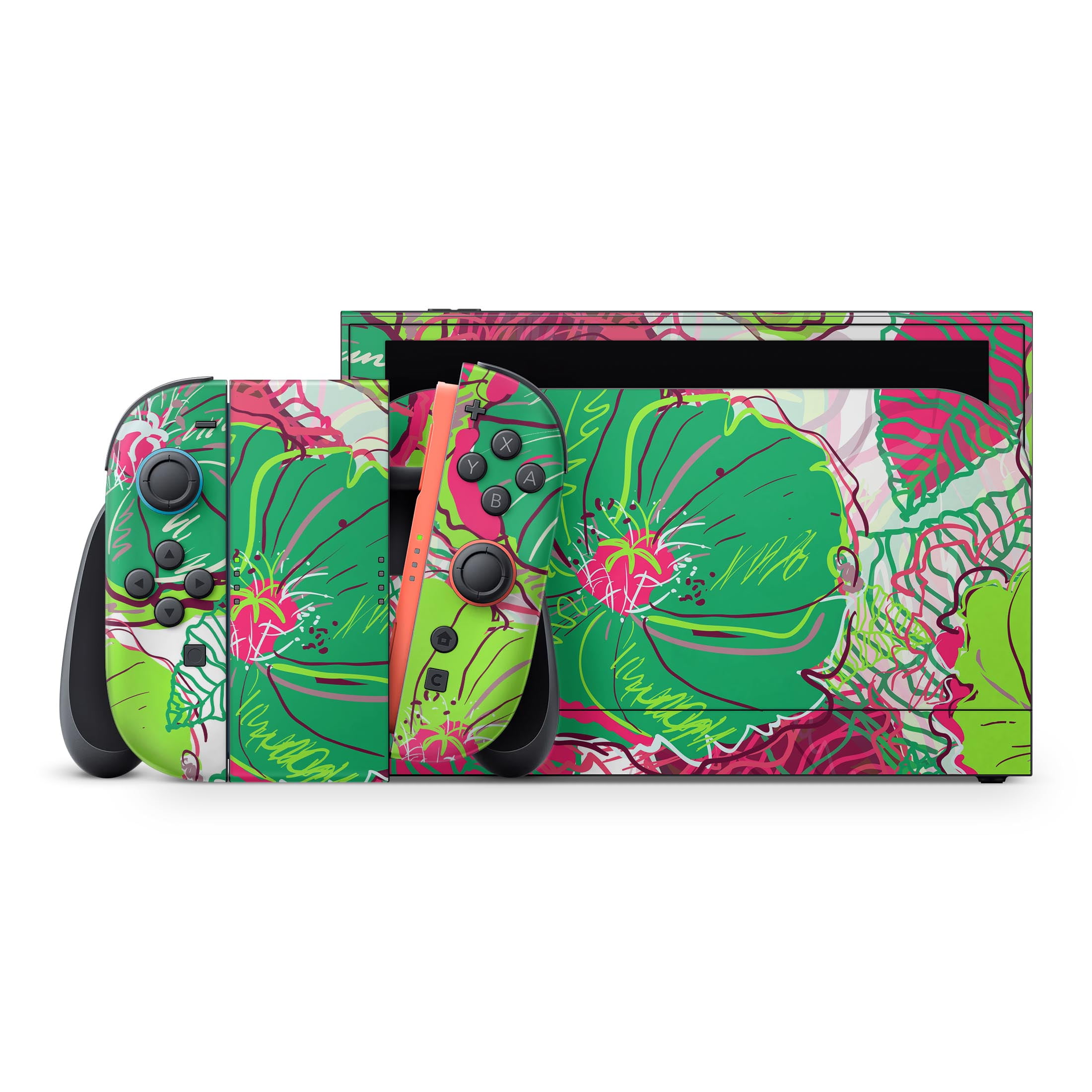 DesignSkinz Bright Pink and Green Flowers Full-Body Skin Decal Wrap ...