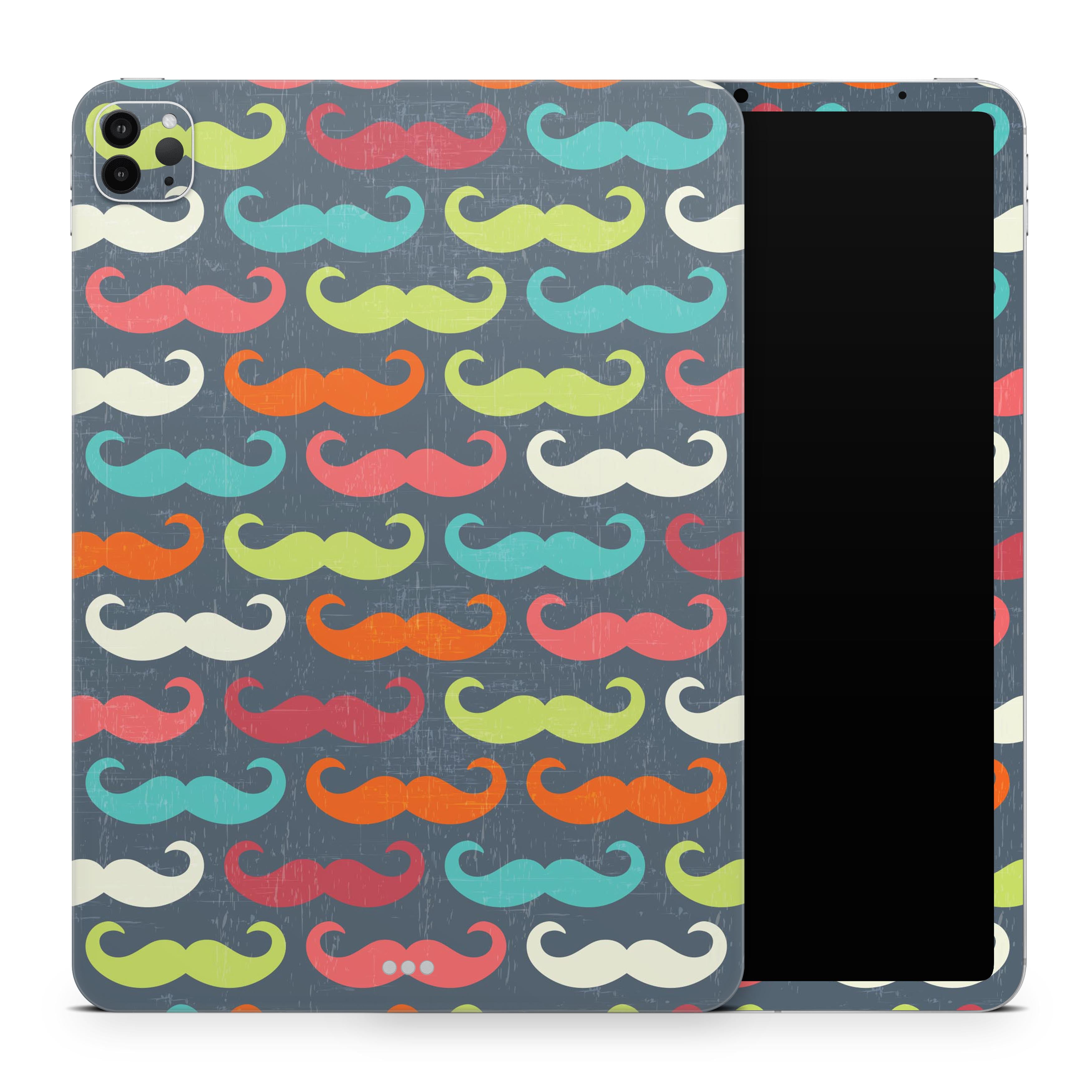 DesignSkinz Colorful Scratched Mustache Pattern Full-Body Skin Decal Wrap Cover for iPad Pro 12. ...