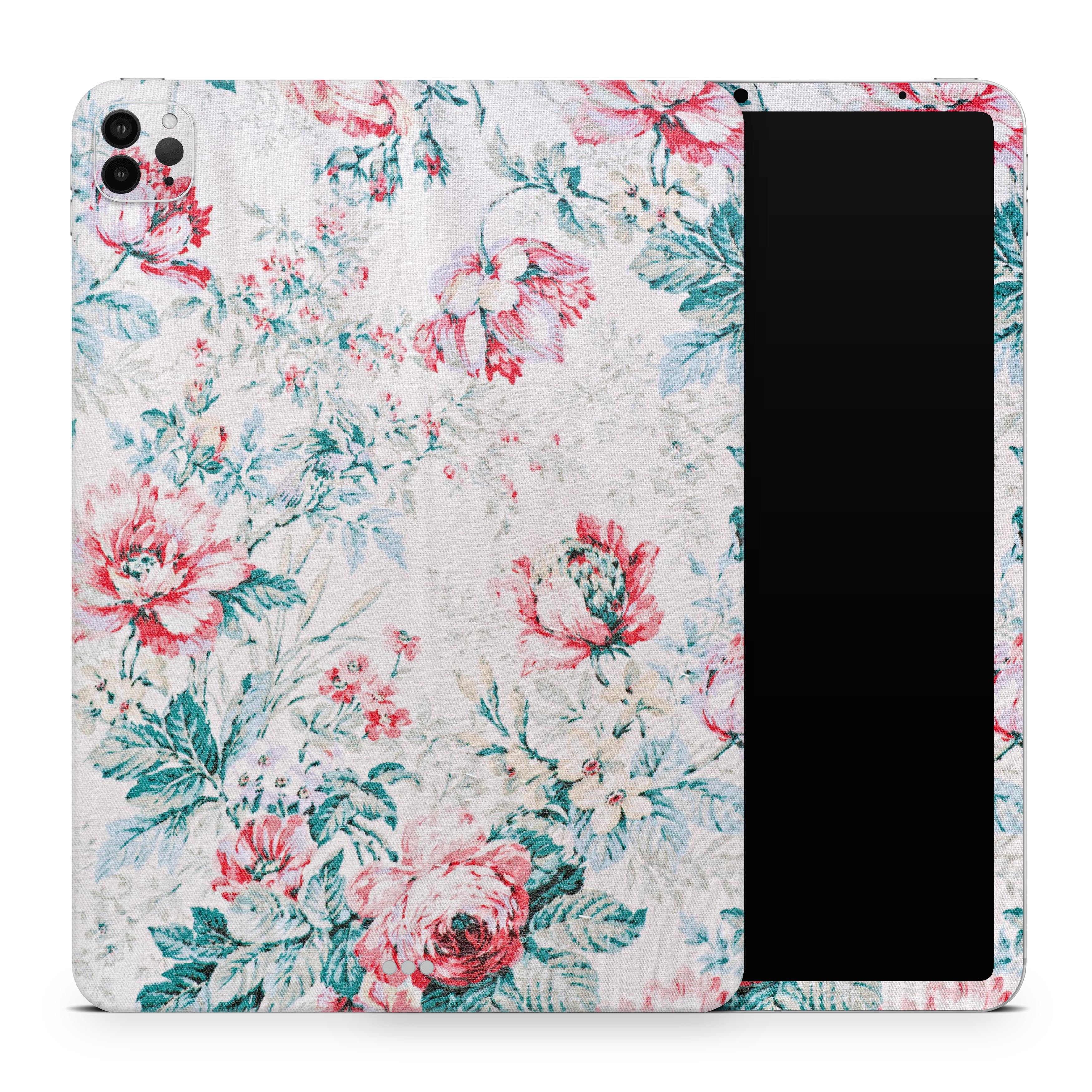 DesignSkinz Coral & Blue Grunge Watercolor Floral Full-Body Skin Decal ...