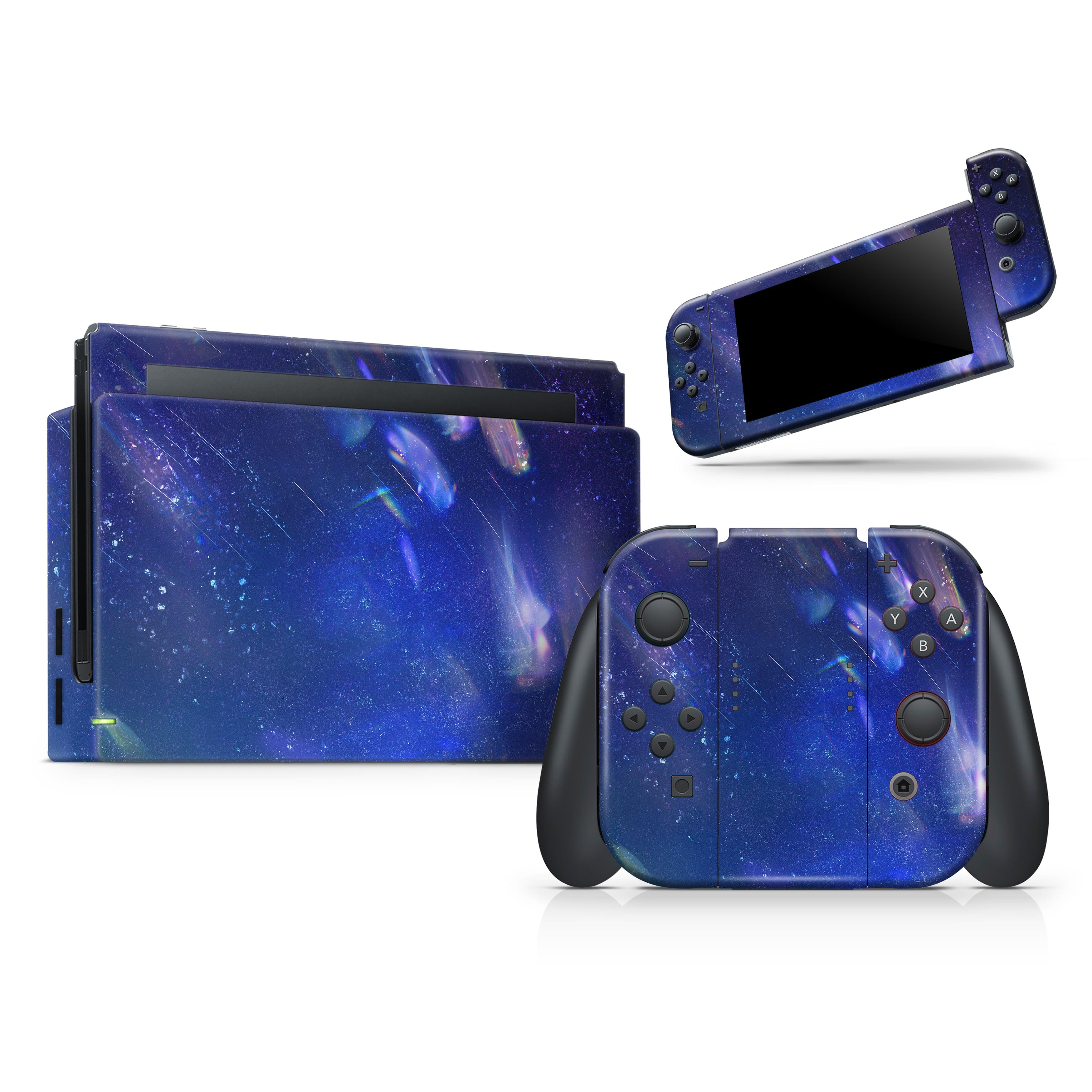 DesignSkinz Deep Blue Unfocused Scratches Full-Body Skin Decal Wrap Cover for Nintendo Switch ...