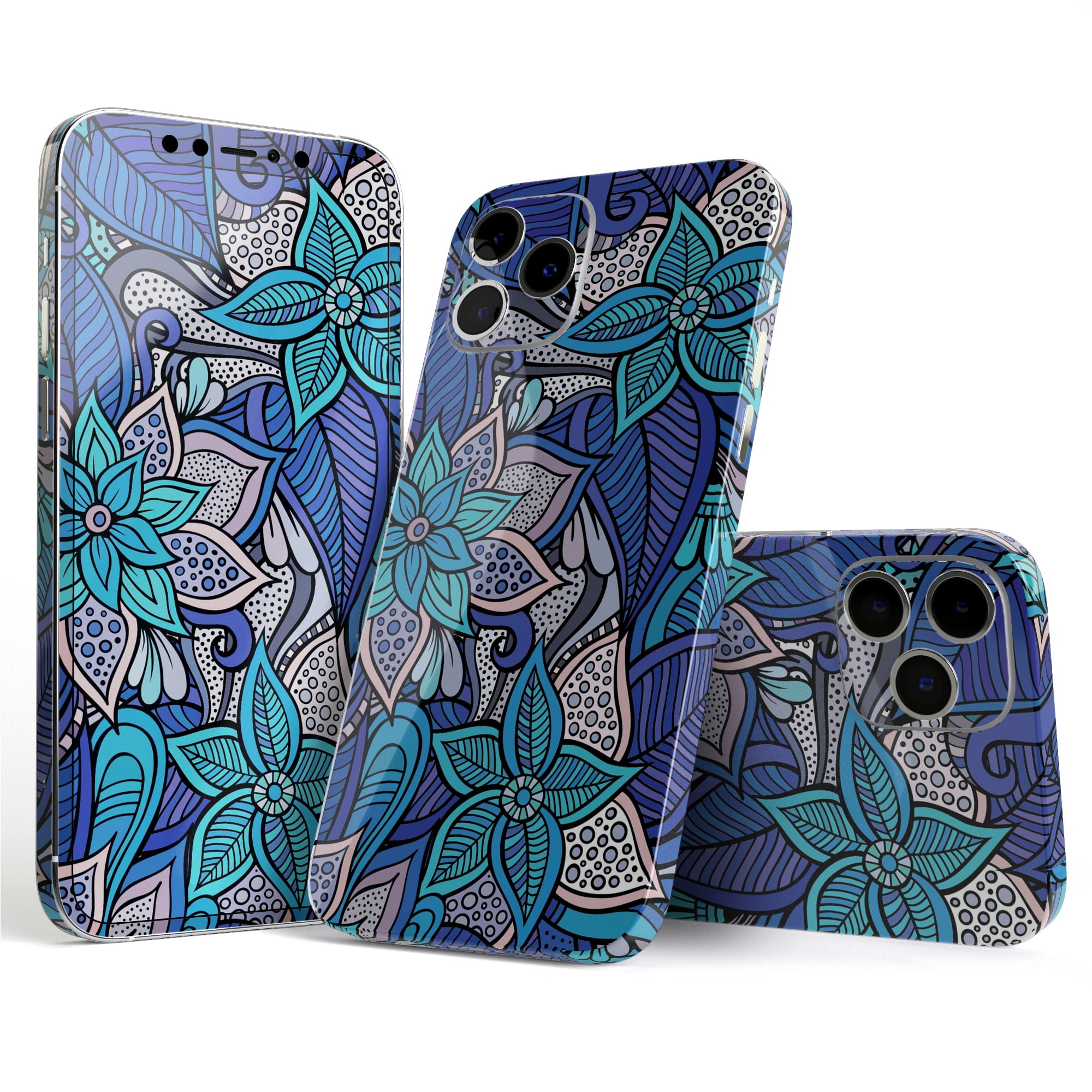 DesignSkinz Floral Blues Full-Body Skin Decal Wrap Cover for iPhone SE ...