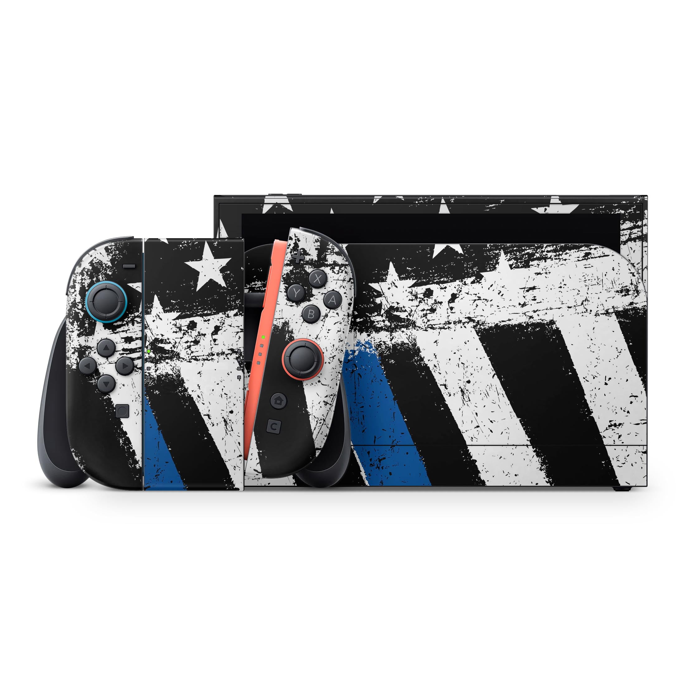 DesignSkinz Grunge Patriotic American Flag with Thin Blue Line Full ...
