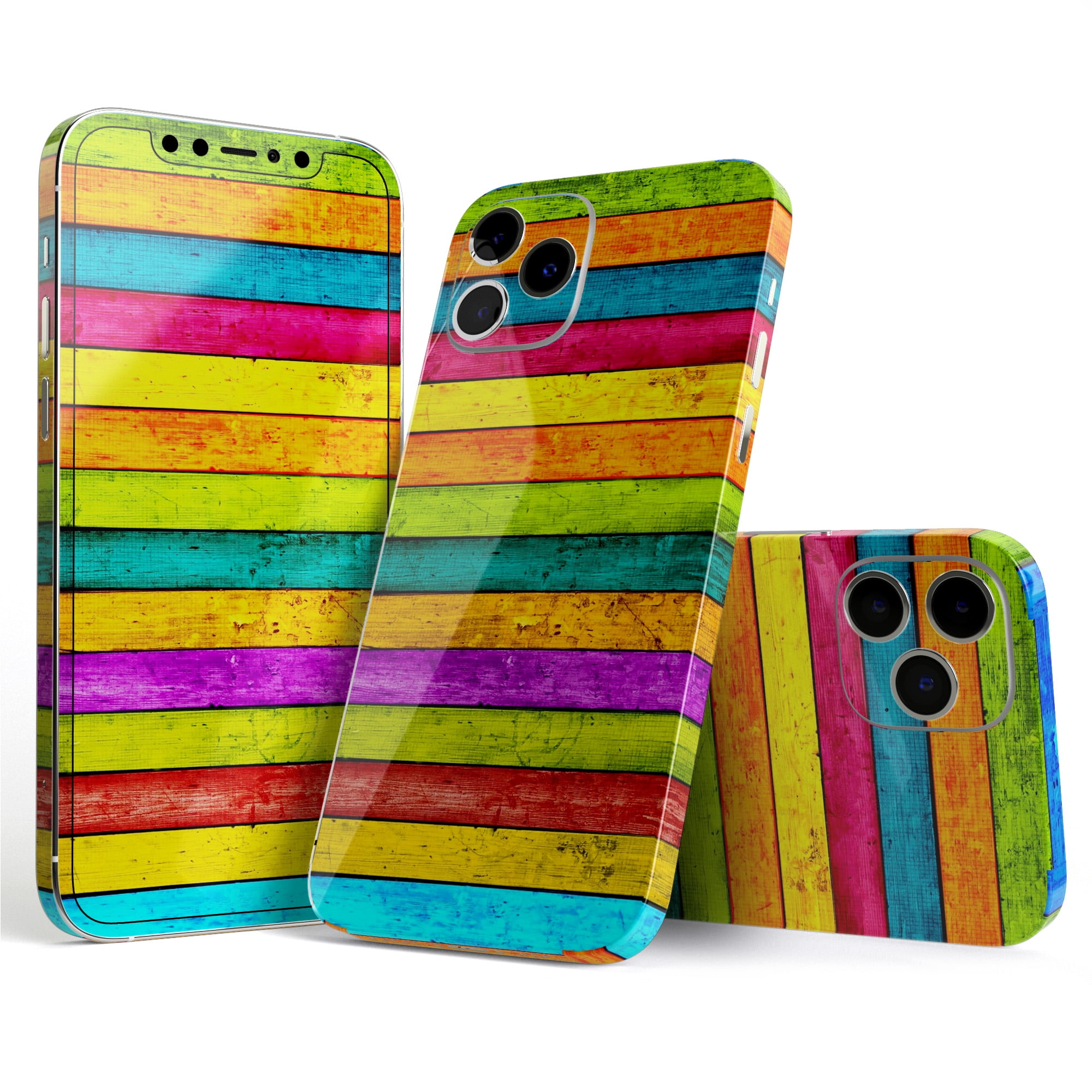 DesignSkinz Neon Wood Planks Full-Body Skin Decal Wrap Cover for iPhone ...