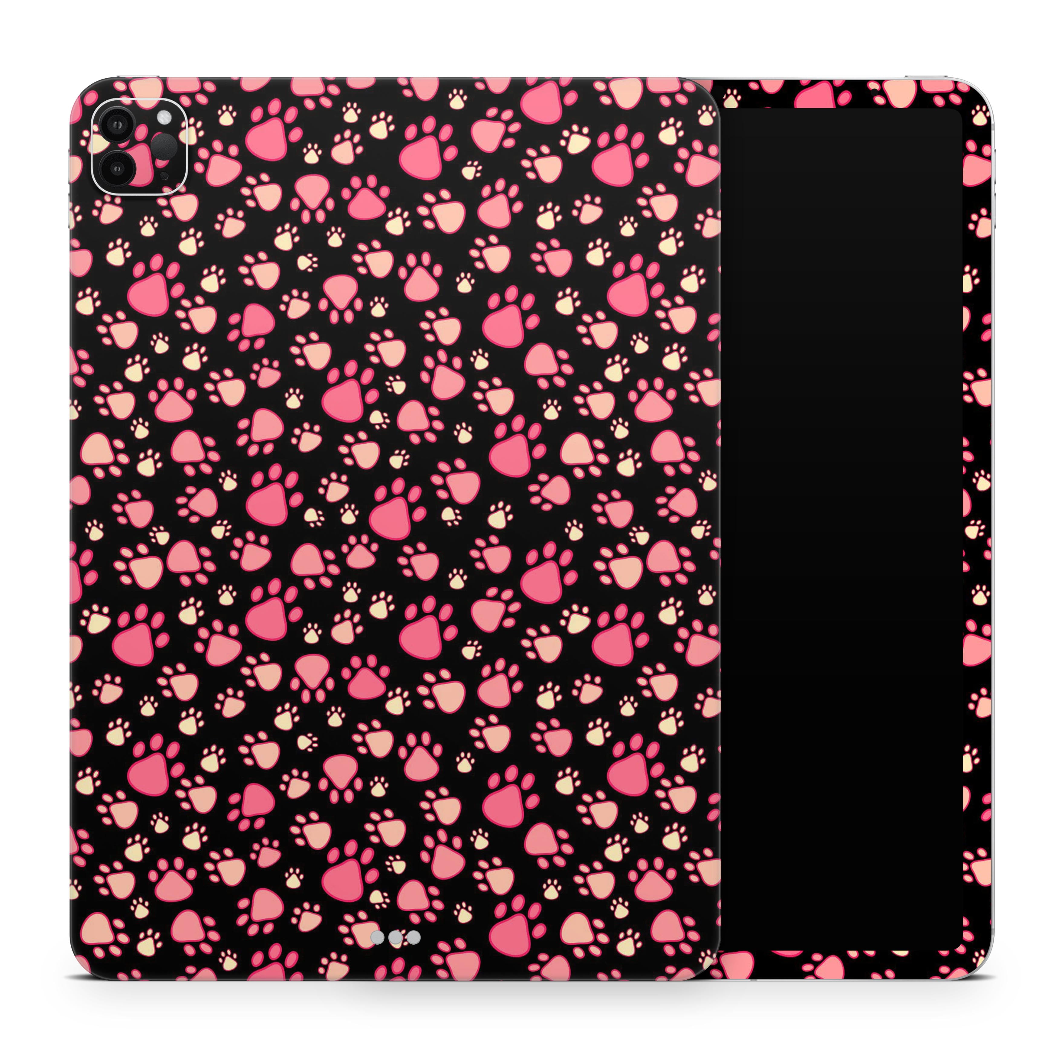 DesignSkinz Pink Paw Prints on Black Full-Body Skin Decal Wrap Cover ...