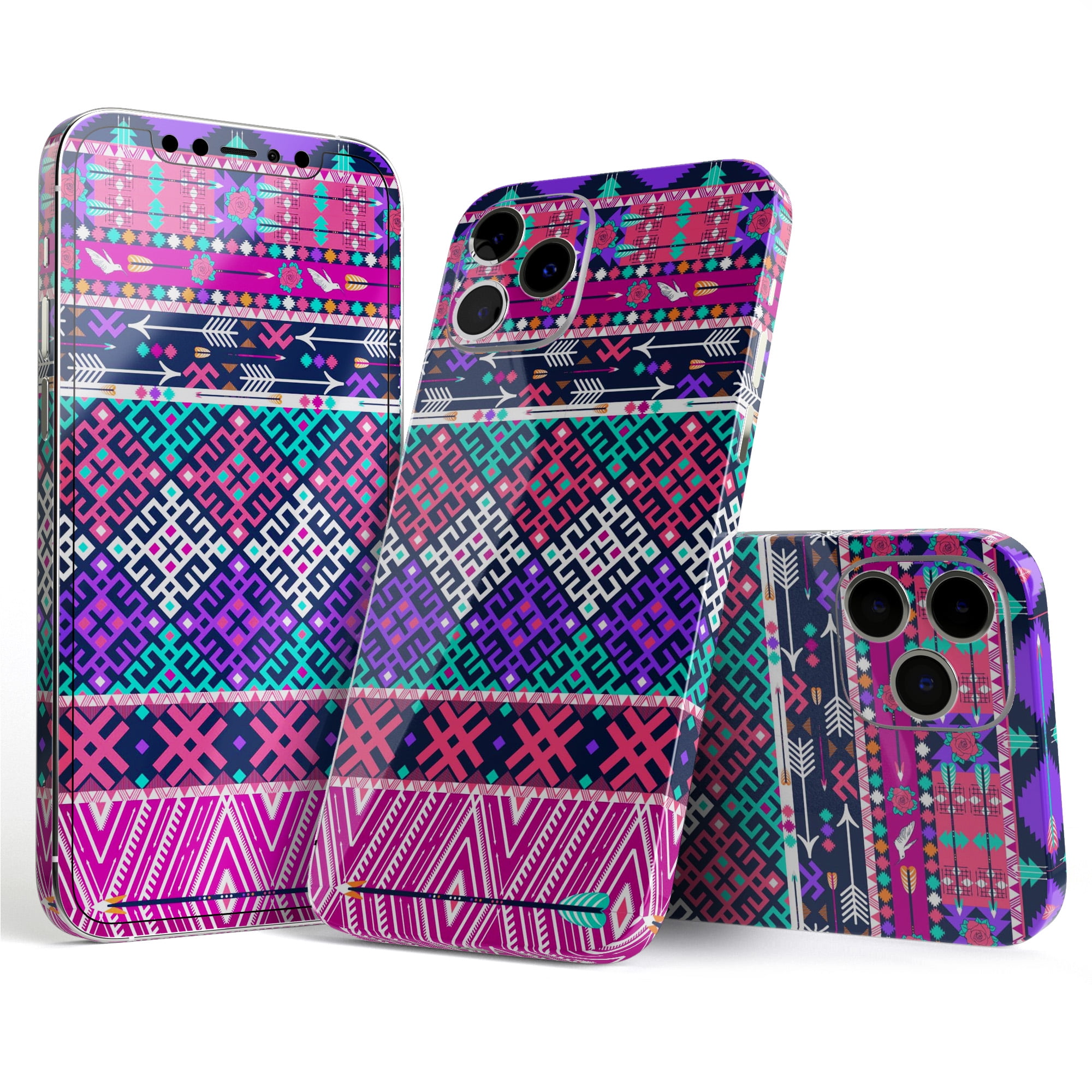 DesignSkinz Pink & Teal Modern Colored Aztec Pattern Full-Body Skin Decal Wrap Cover for iPhone ...