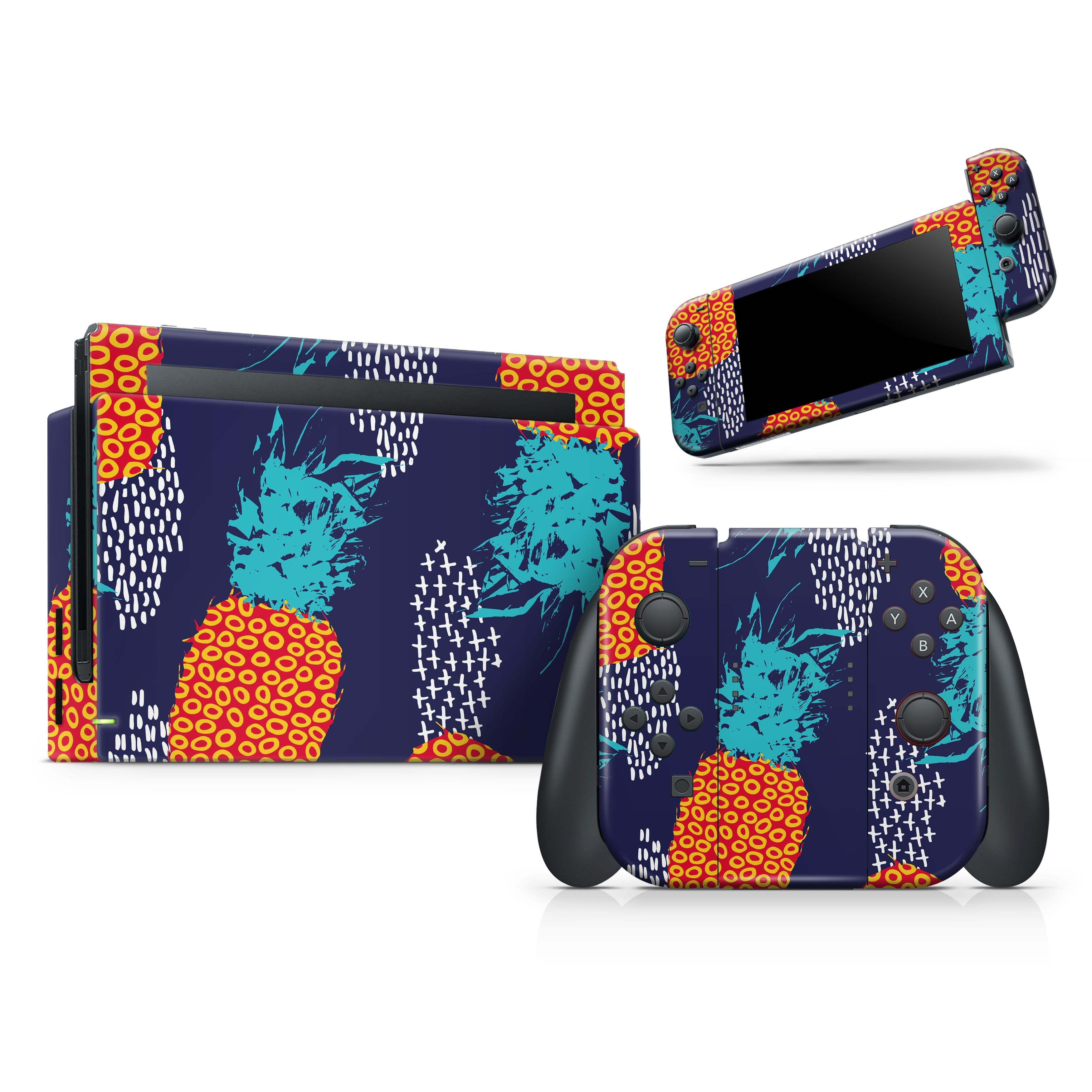 DesignSkinz Retro Summer Pineapple v4 Full-Body Skin Decal Wrap Cover for Nintendo Switch ...