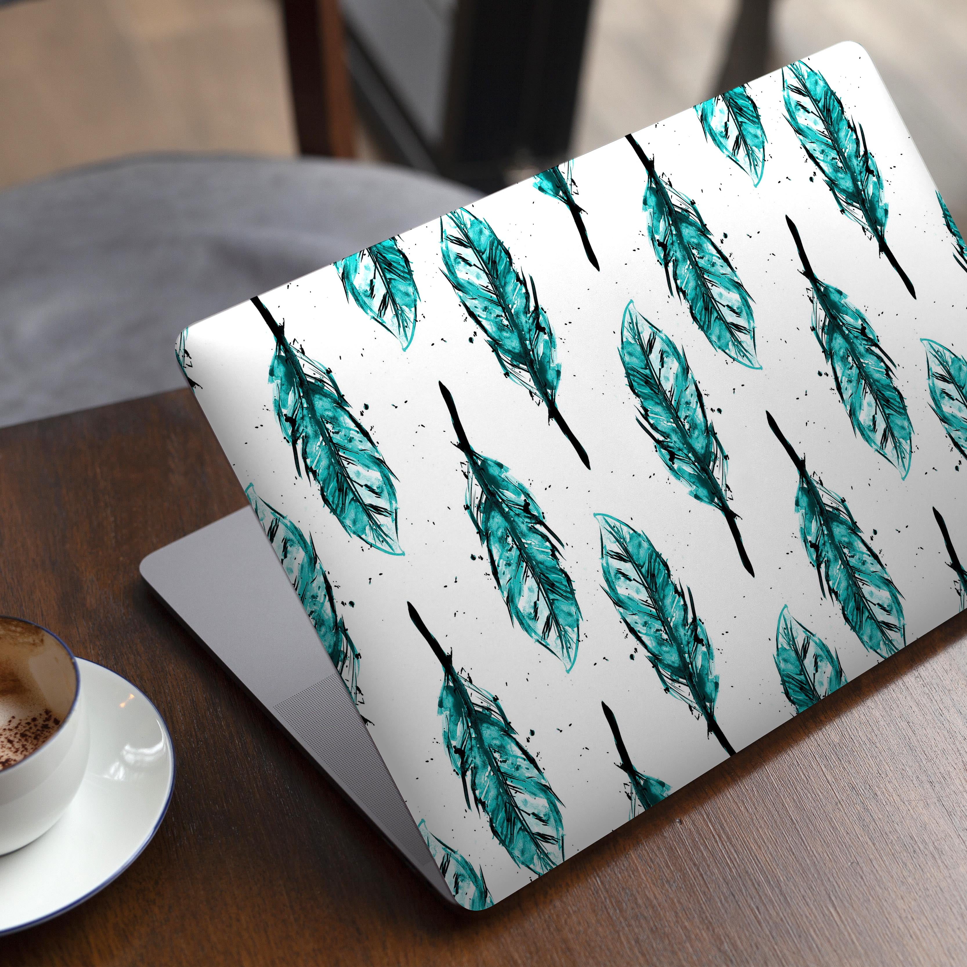 DesignSkinz Splattered Teal Watercolor Feathers Full-Body Skin Decal ...