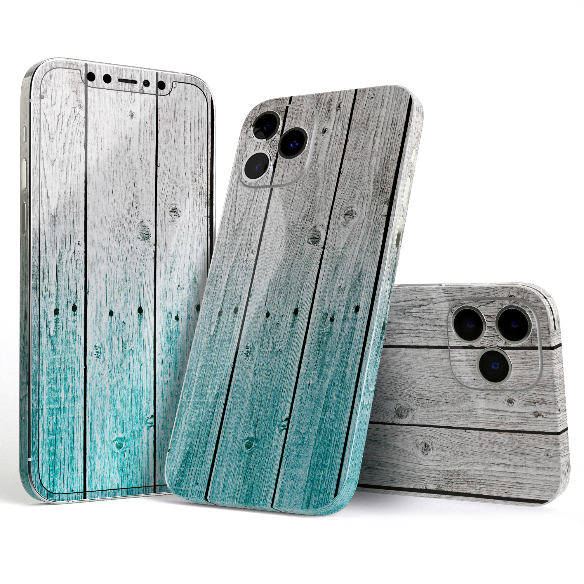 DesignSkinz Trendy Teal to White Aged Wood Planks Full-Body Skin Decal ...