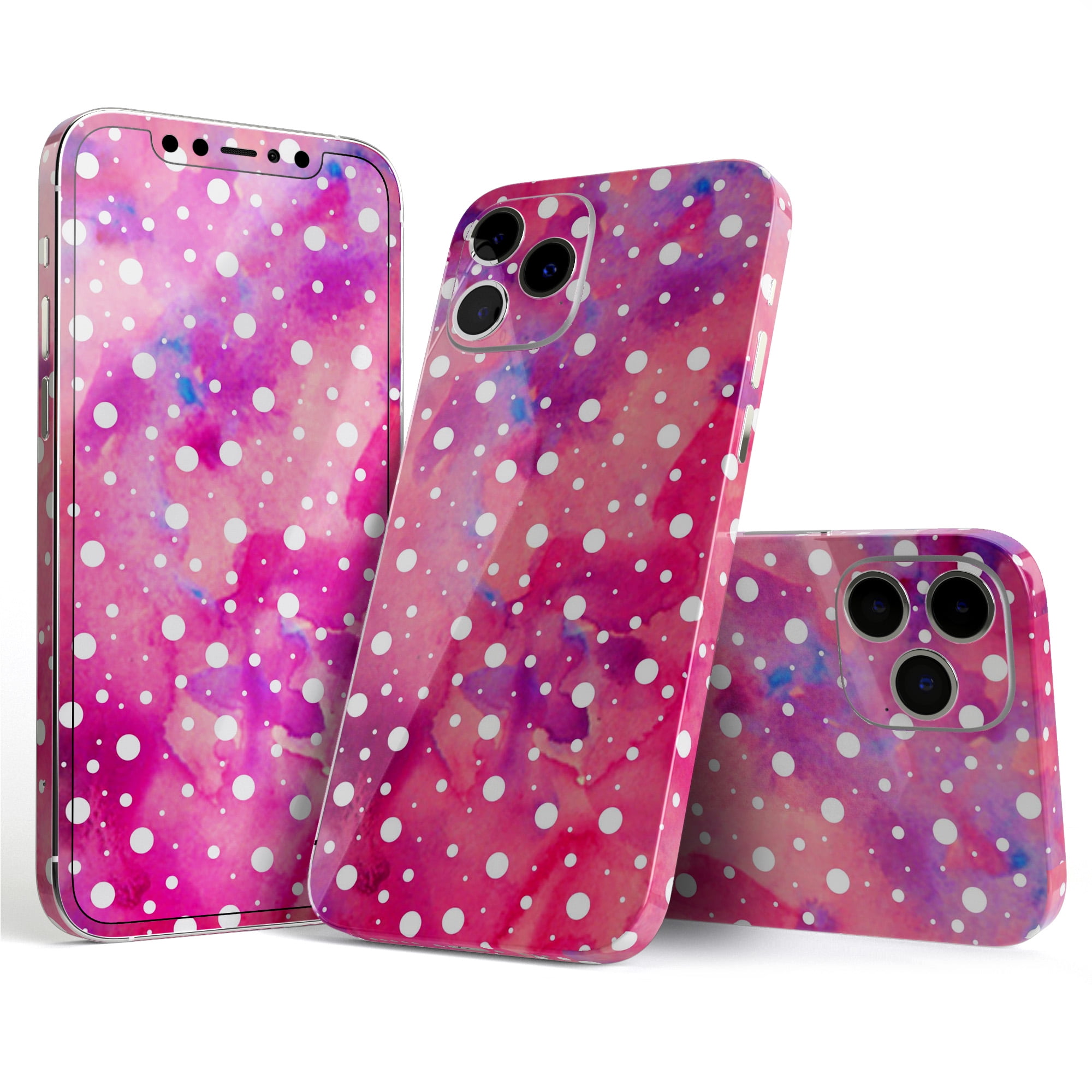 DesignSkinz White Polka Dots Over Pink Watercolor Grunge Full-Body Skin ...