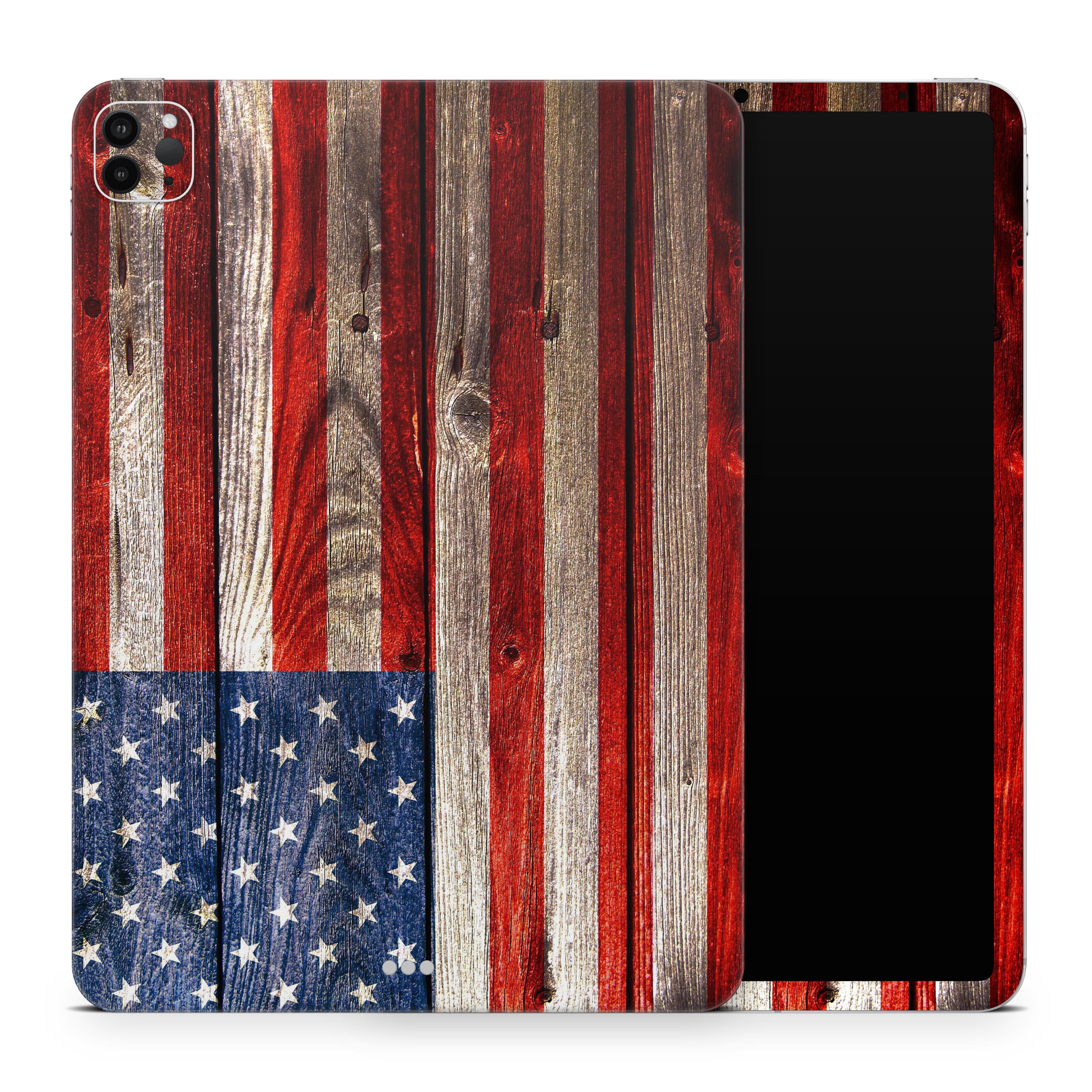 DesignSkinz Wooden Grungy American Flag Full-Body Skin Decal Wrap Cover ...