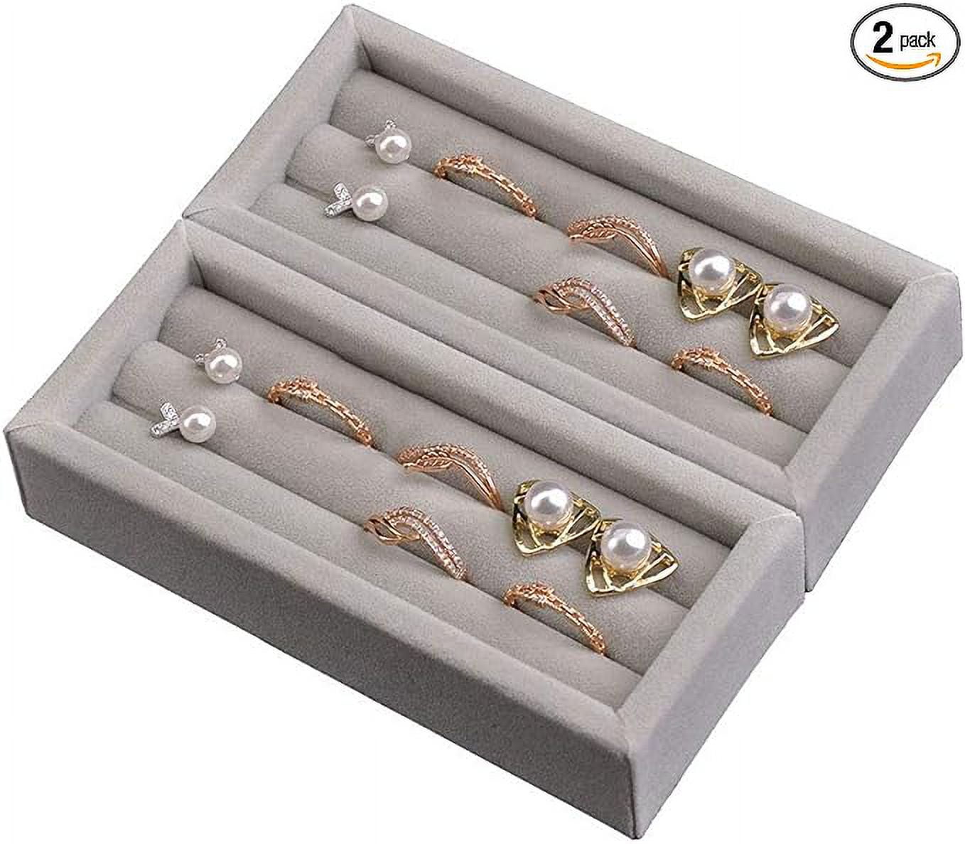 DesignSter Small Jewelry Tray, 2PCS Ring Organizer, Velvet Jewelry ...