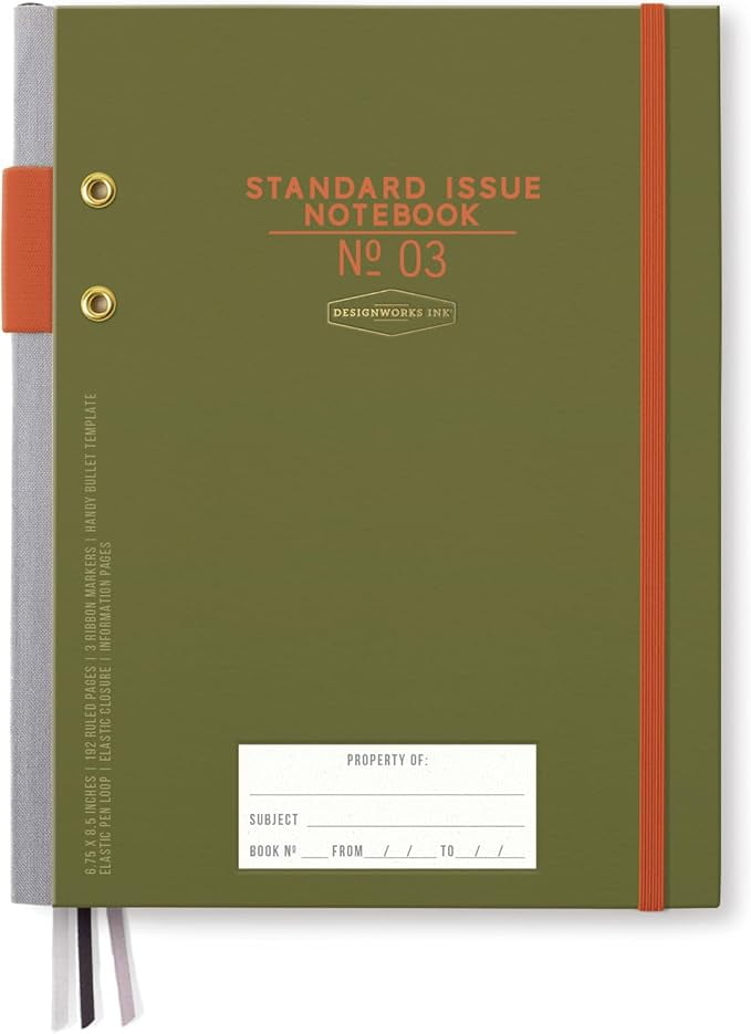DesignWorks Ink Standard Issue Army Green and Chili Planner Notebook No ...