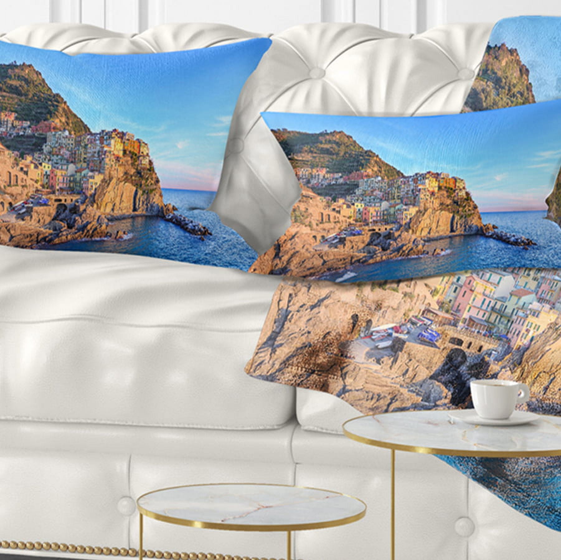 Designart 12" x 20" Blue Polyester Throw Pillow - Walmart.com