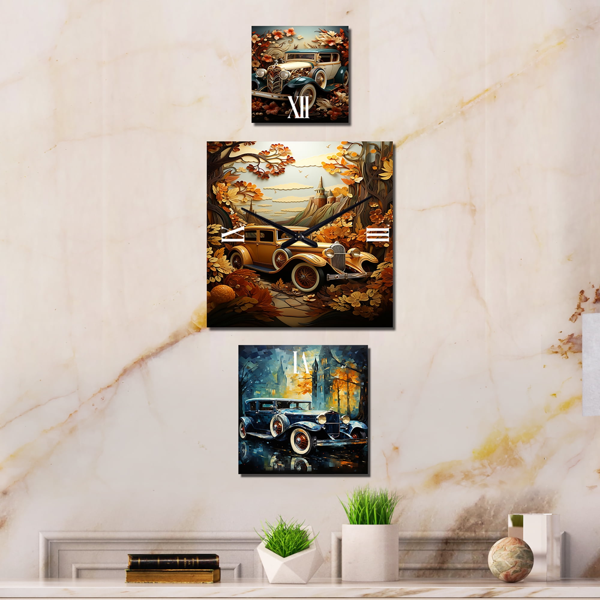 Designart "1930s Retro Car Sentiment Mosaic" Car Vintage Multipanel ...