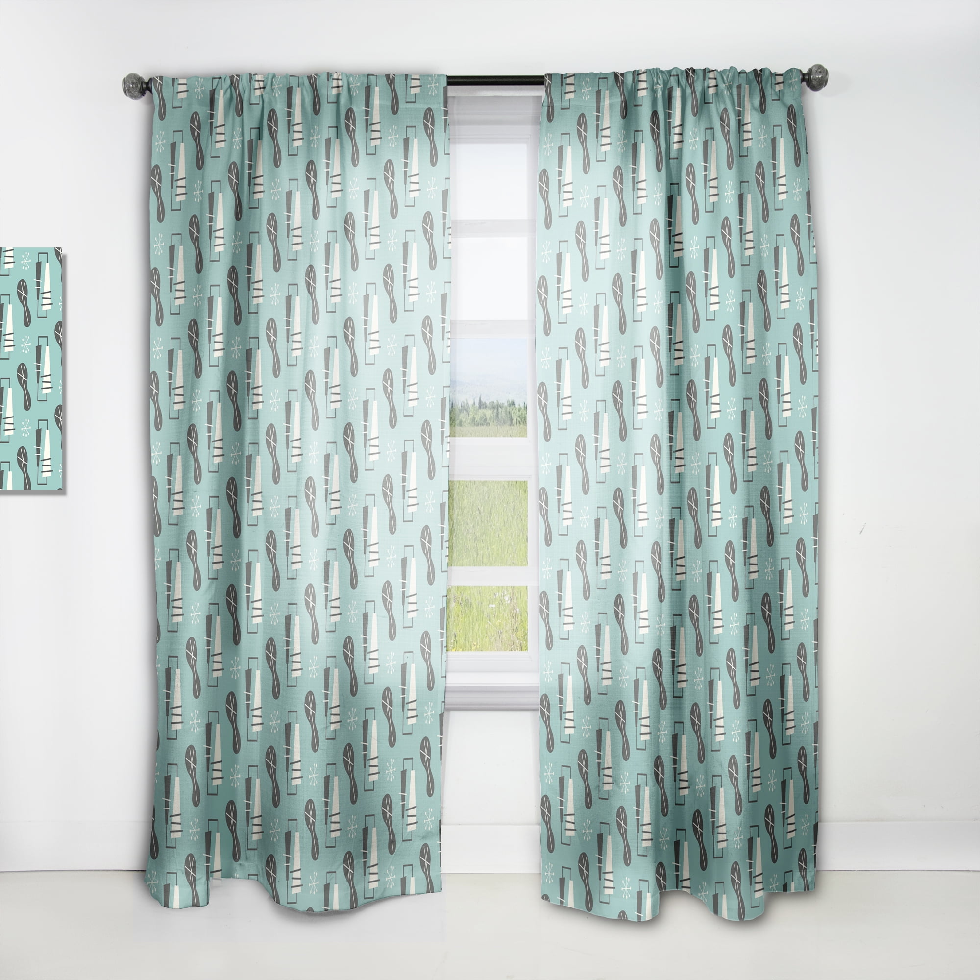 Designart '1950 Retro Pattern Shapes II' Mid-Century Modern Curtain ...