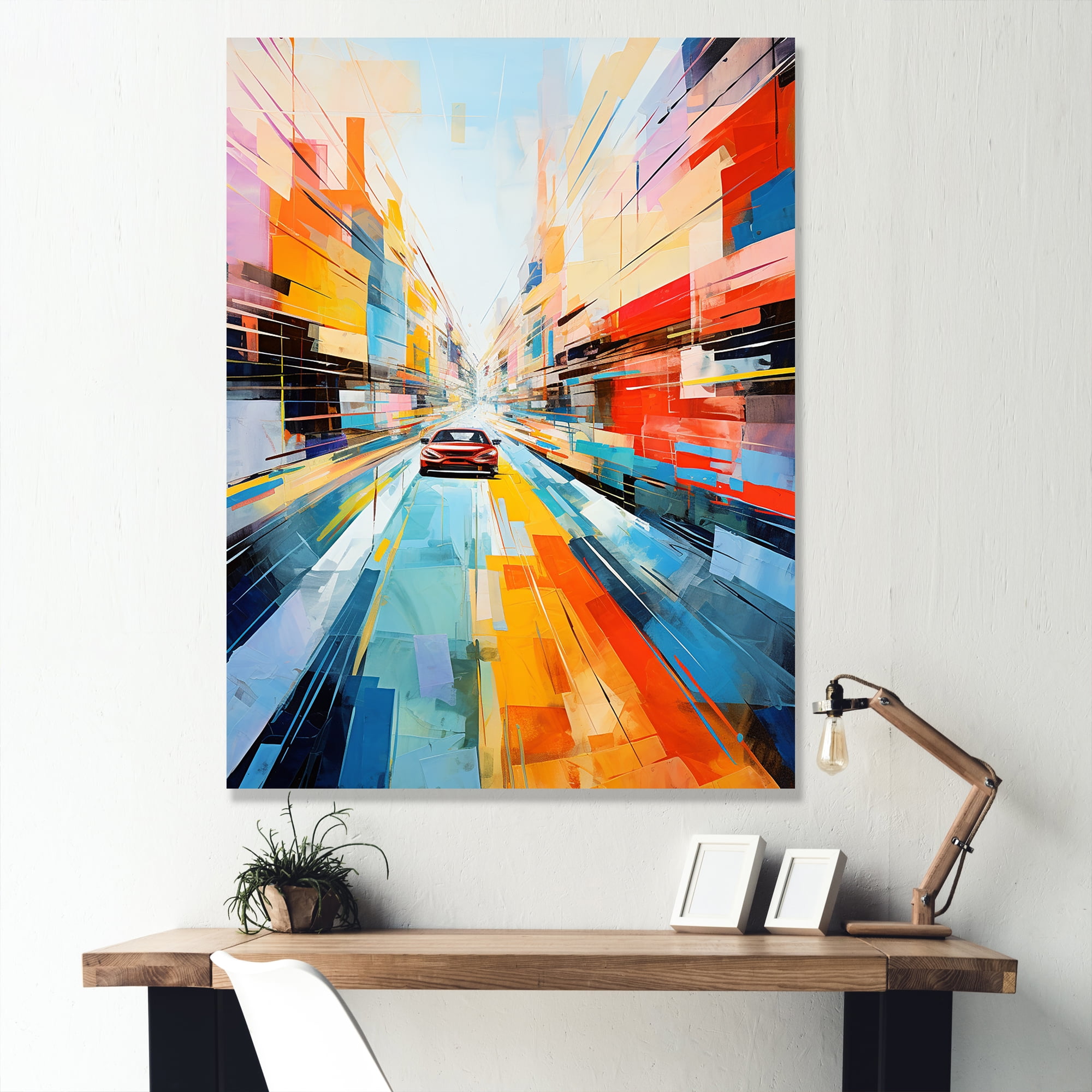 Designart "24 Hours of Le Mans Race Track in Colorful Cubism IV ...