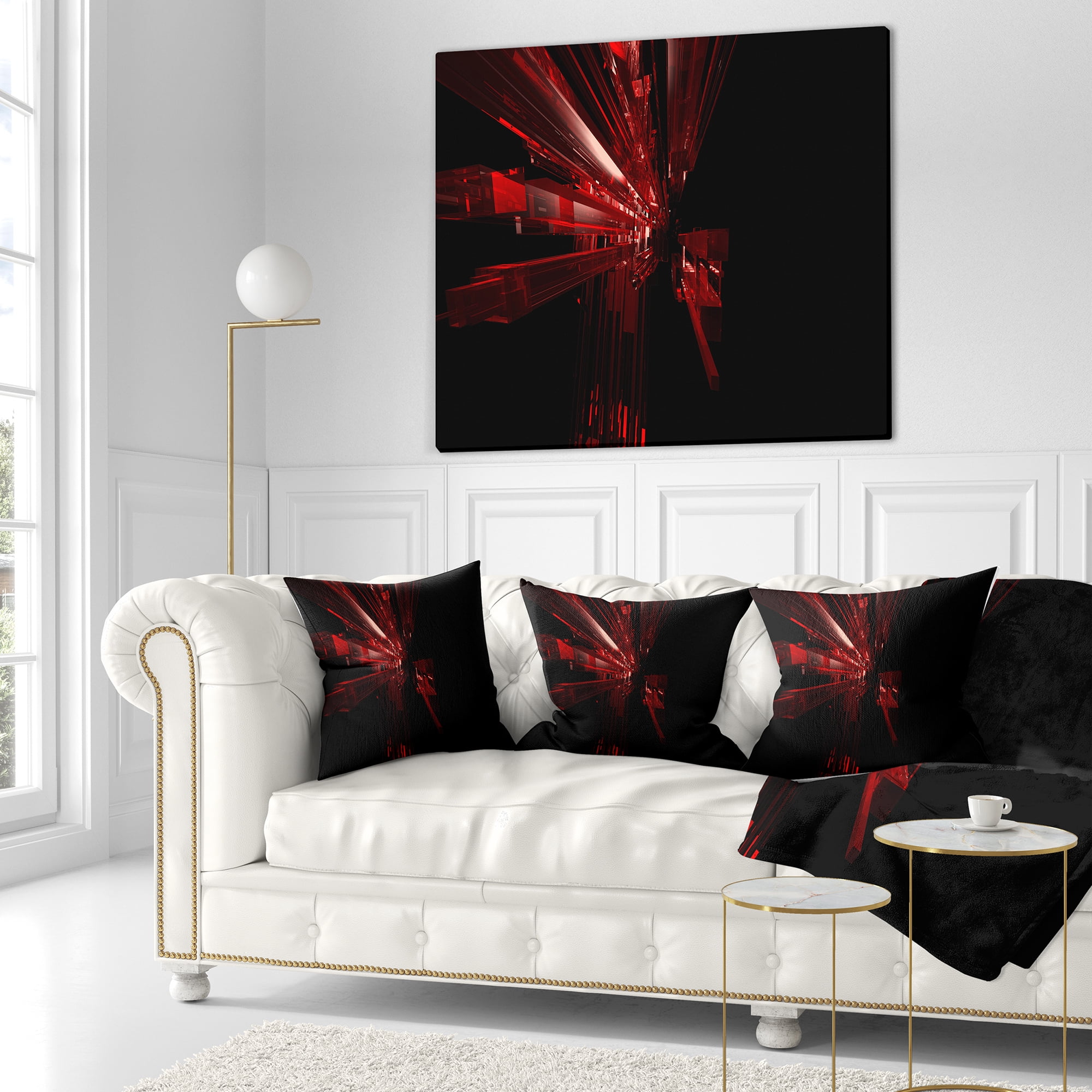 Designart 3D Red Crystal Background - Abstract Throw Pillow - 16x16 ...