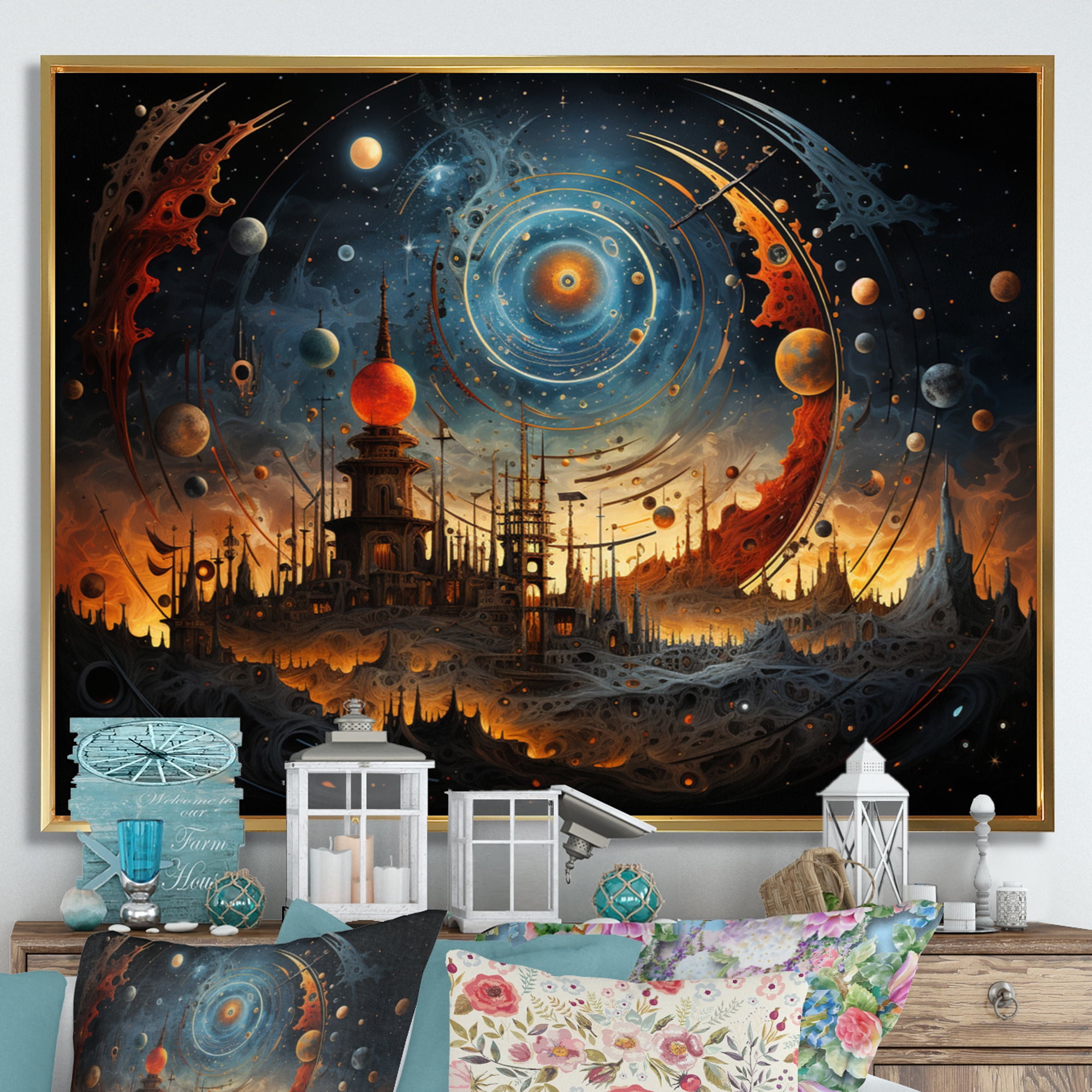 Designart "99 Names Islam wall art" Abstract Floater Framed Wall Art ...