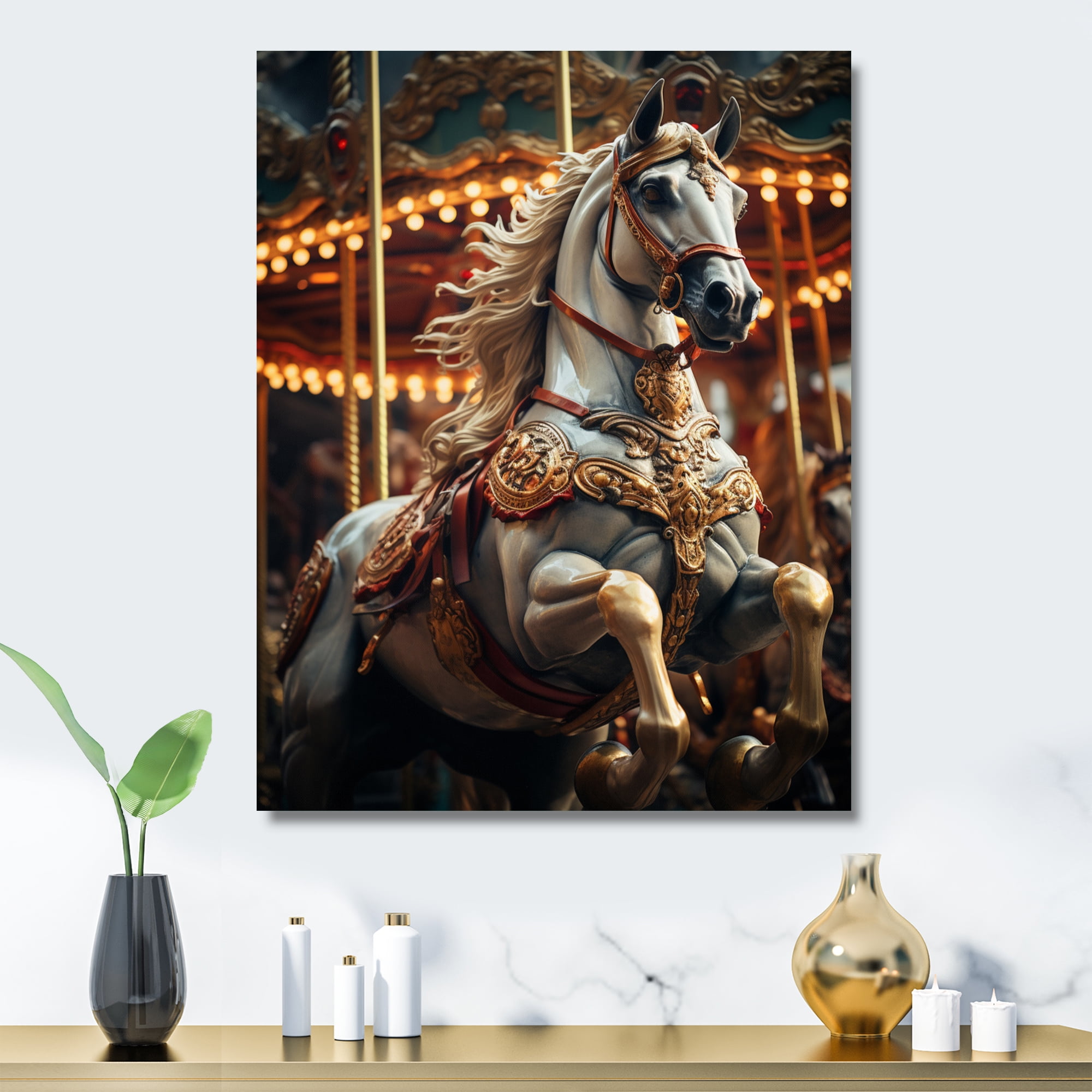 Designart "A Celebration of Carousel s Timeless Charm" Carousel Metal ...