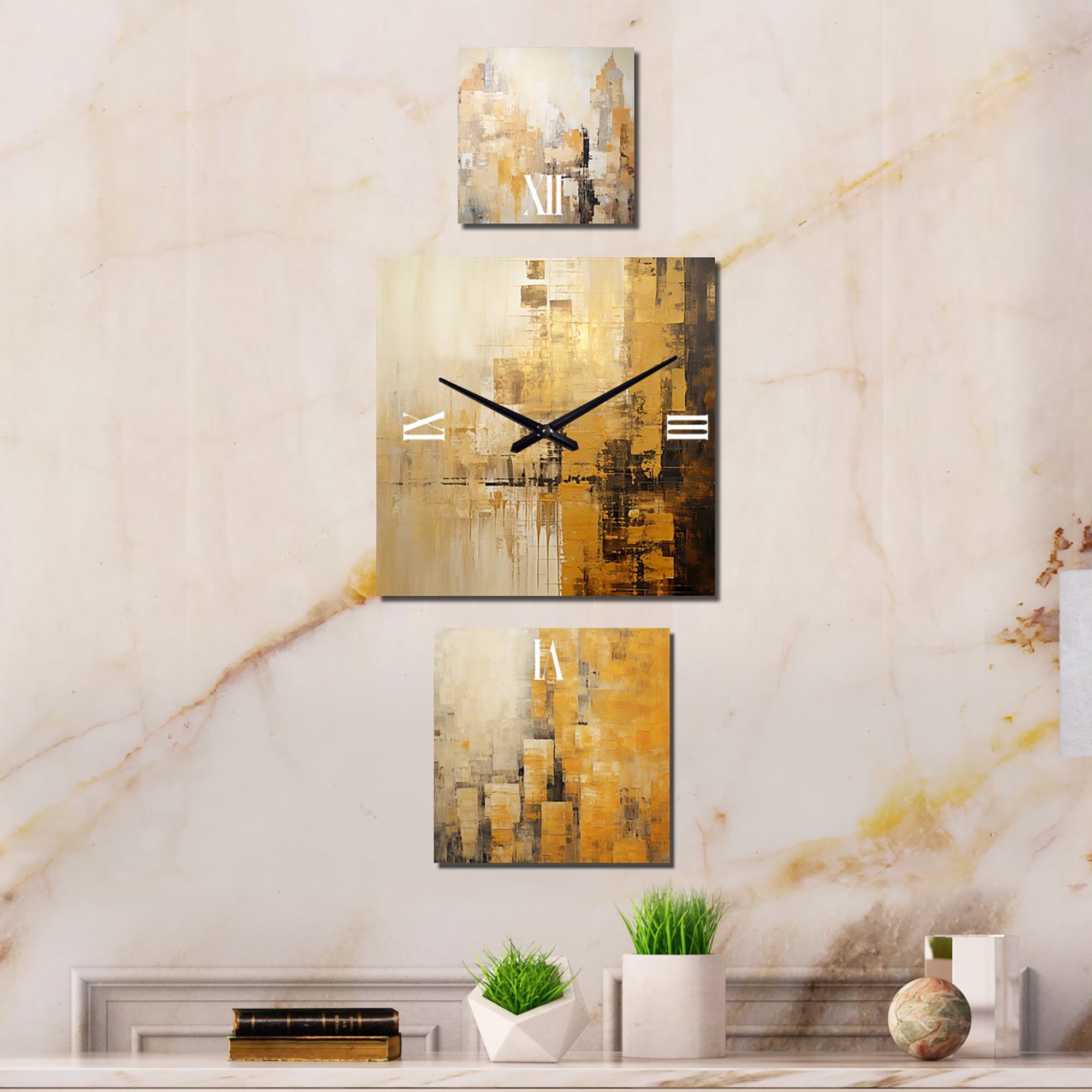 Designart "A Cityscape with Modern Skyscrapers Featuring Golden Blocks ...