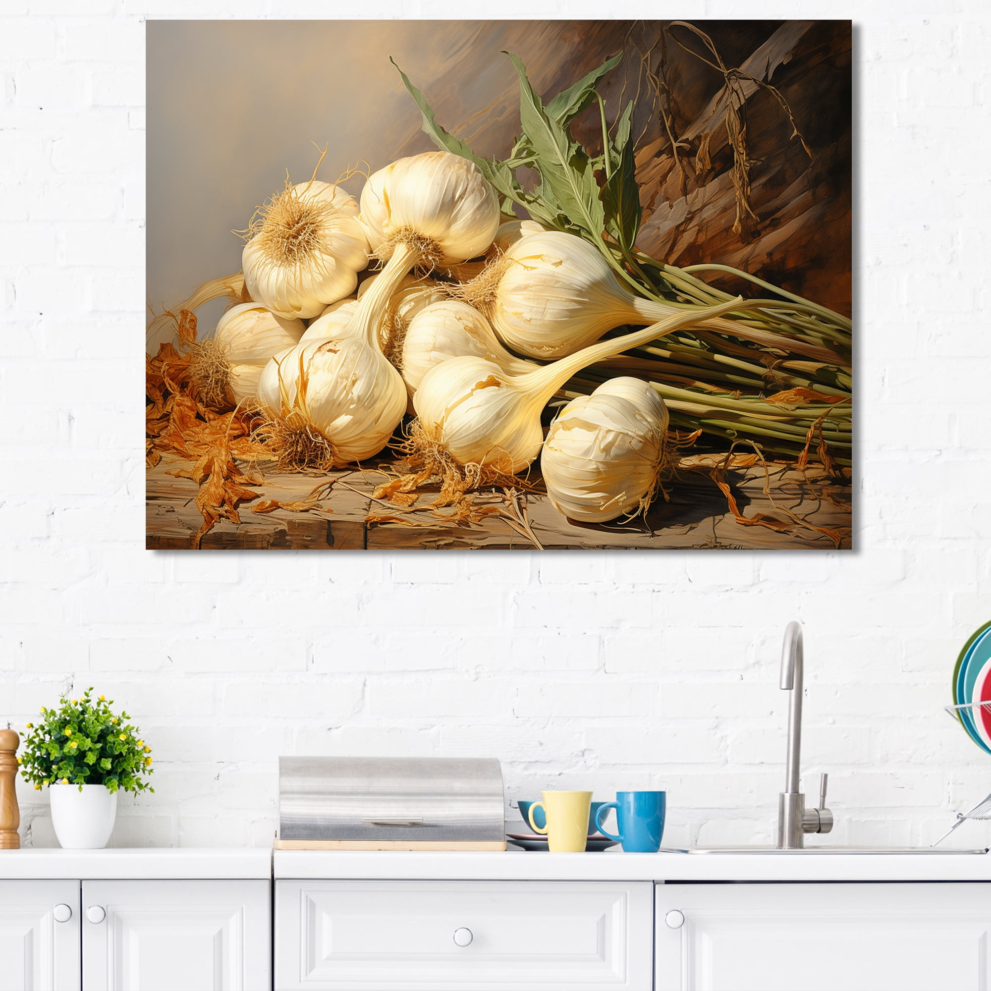 Designart "A Close-Up Of Garlic With Delightful Details VI" Vegetables ...