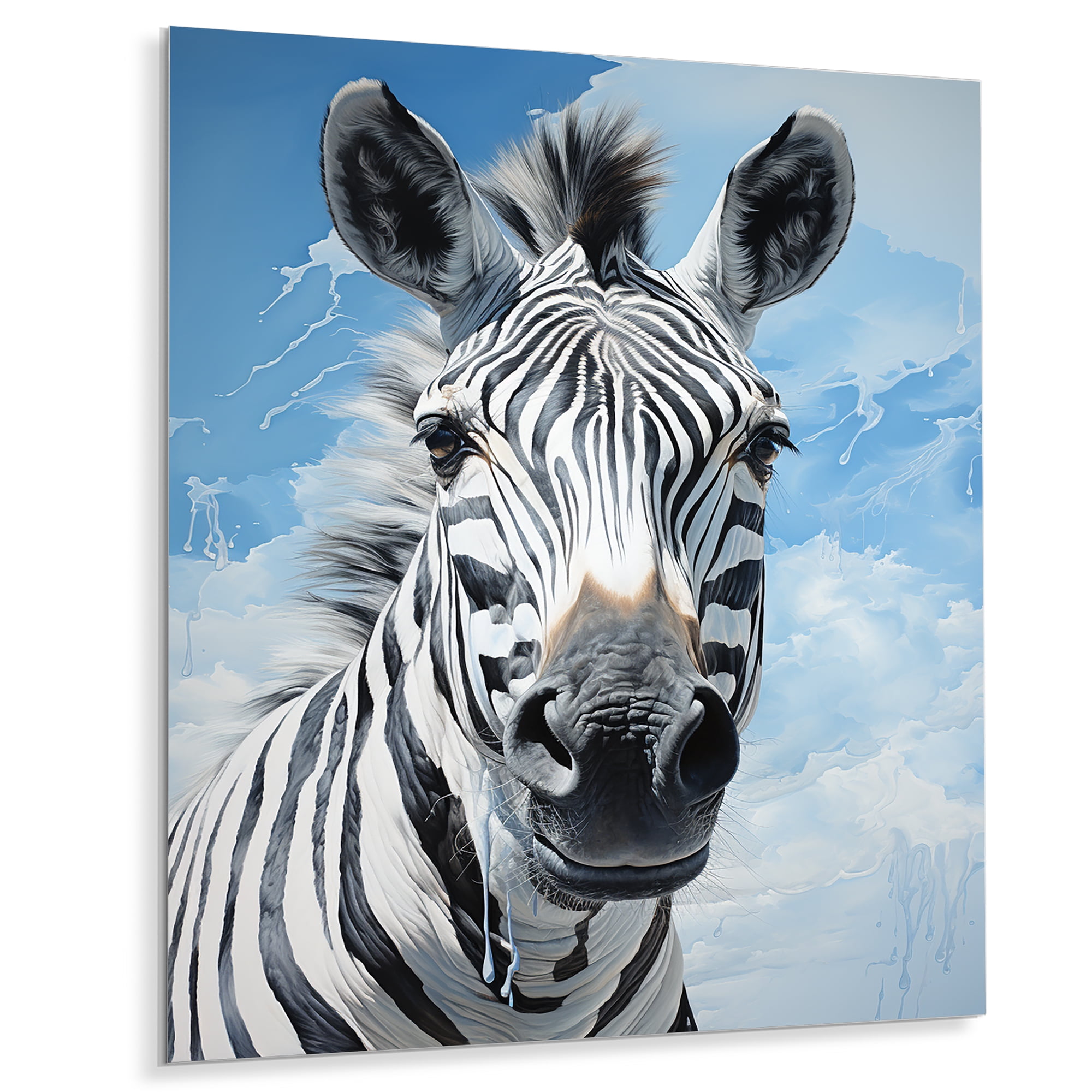 Designart "A Contemporary Portrait of a Zebra" Animals Metal Art Living ...