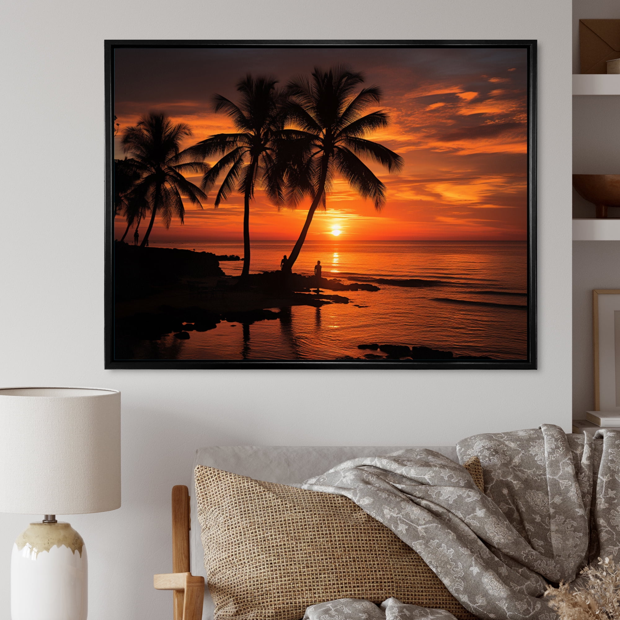 Designart "A Crimson Elegy Over Caribbean Depths" Beach & Ocean Floater ...