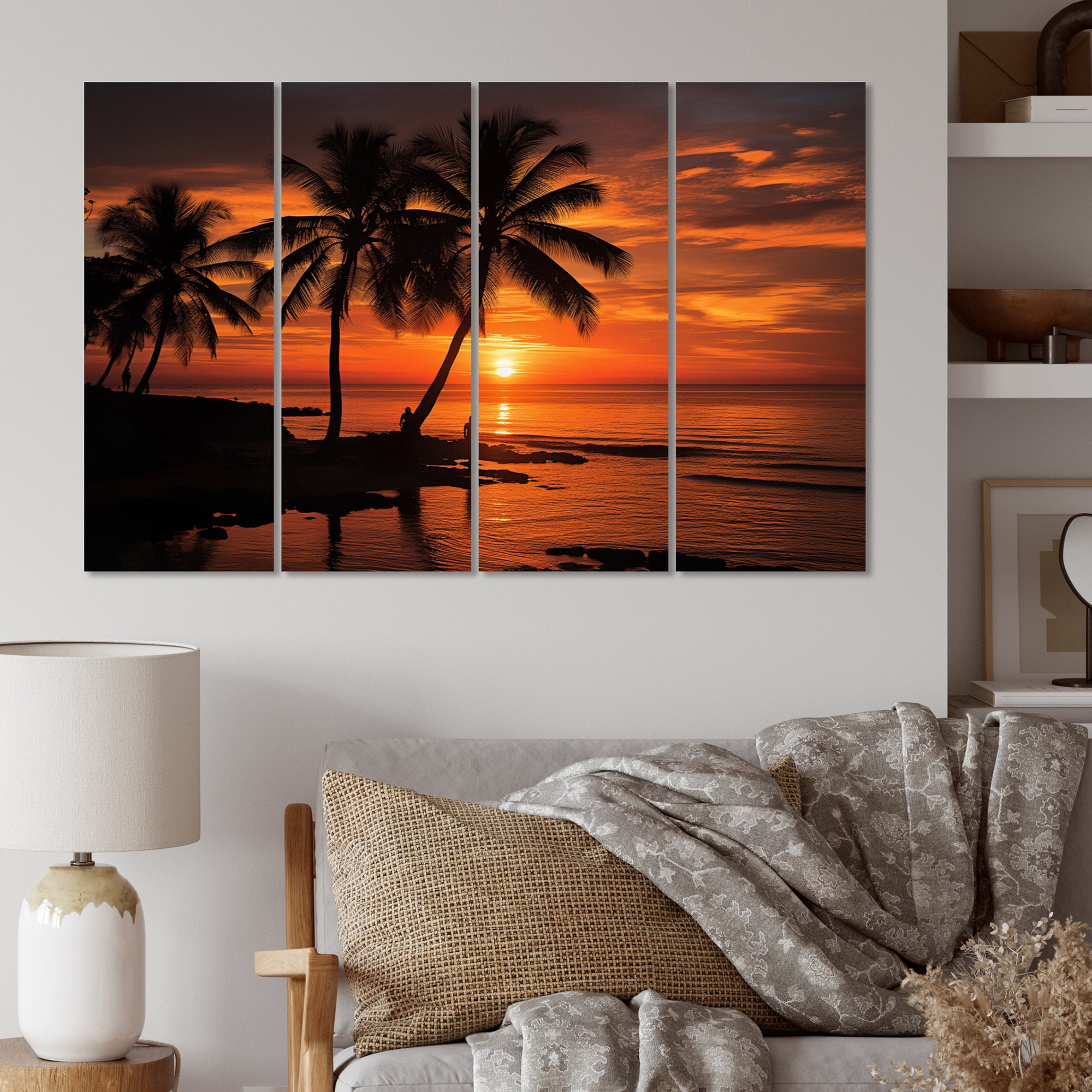 Designart "A Crimson Elegy Over Caribbean Depths" Beach & Ocean Metal ...