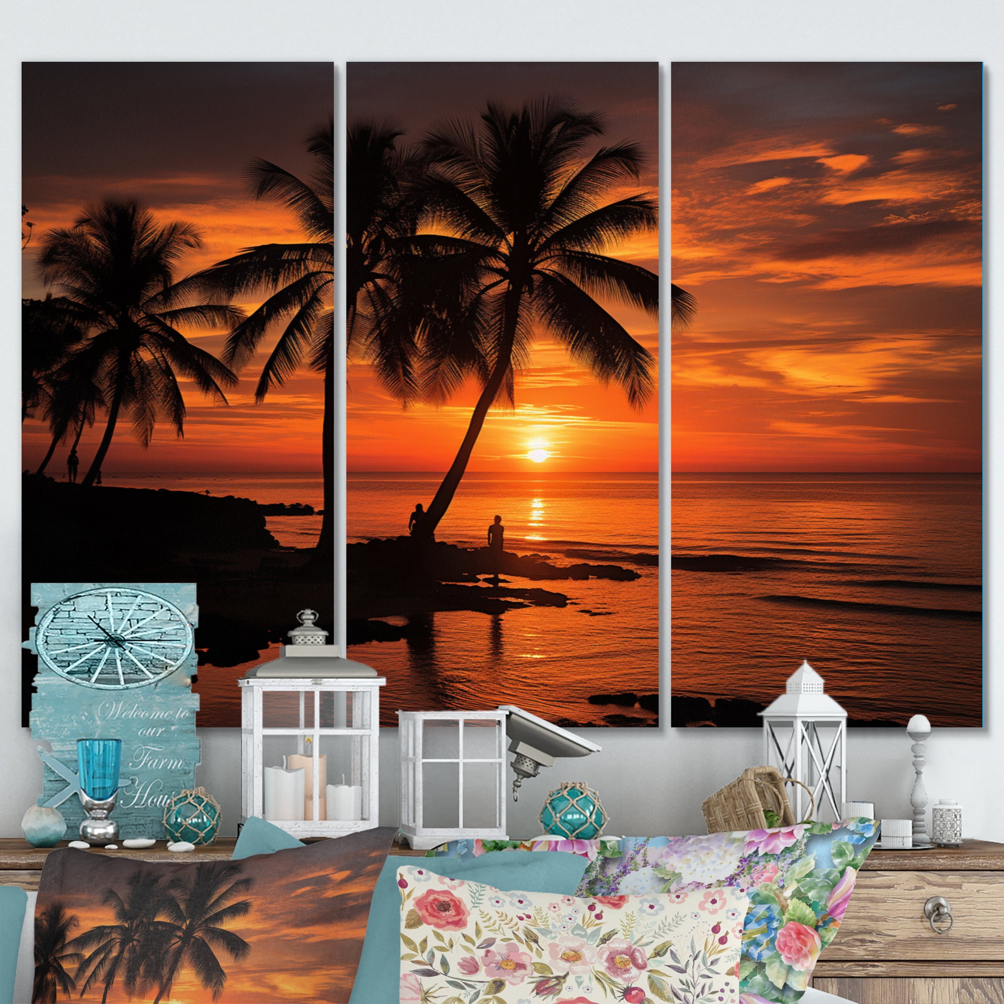 Designart "A Crimson Elegy Over Caribbean Depths" Beach & Ocean Metal ...