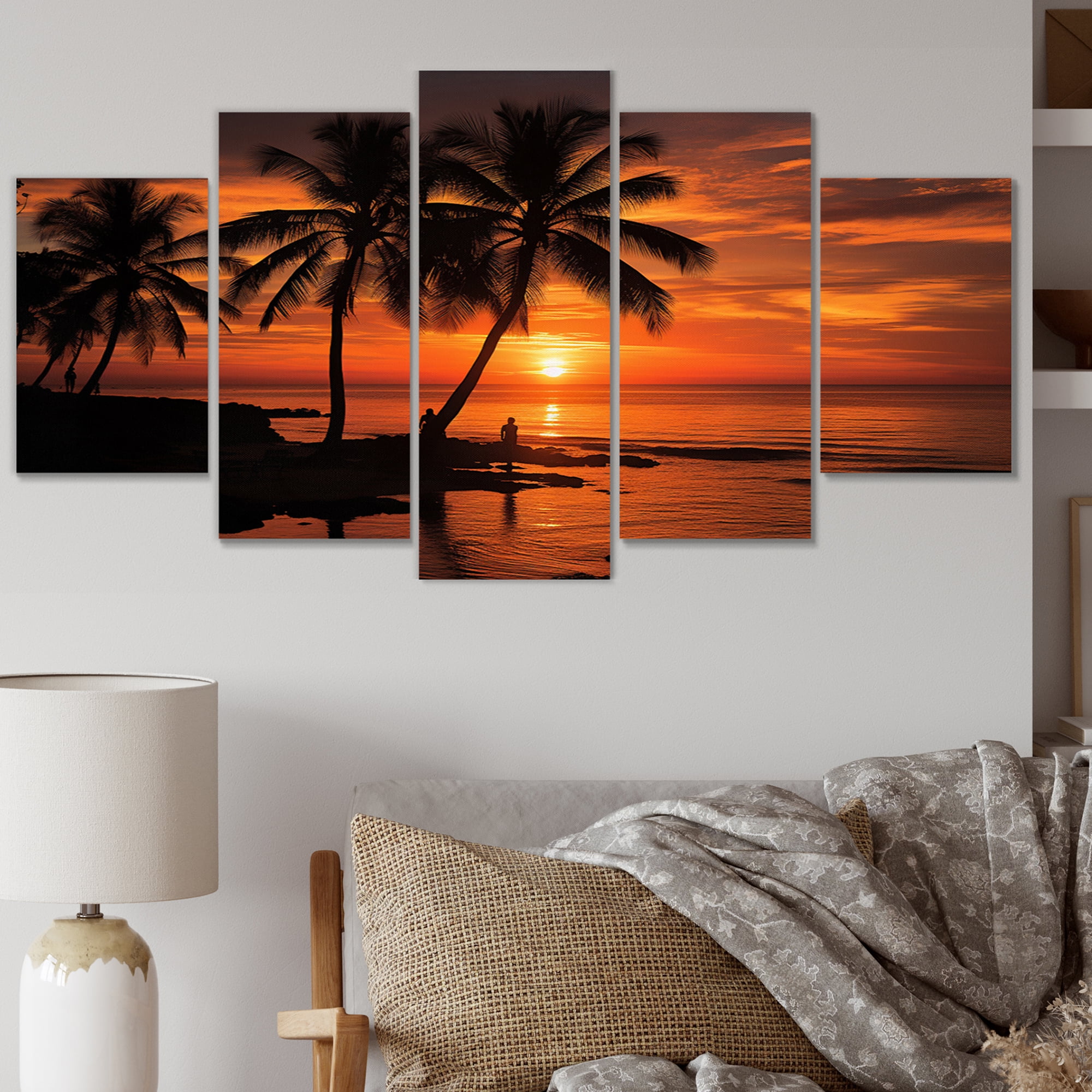 Designart "A Crimson Elegy Over Caribbean Depths" Beach & Ocean Metal ...