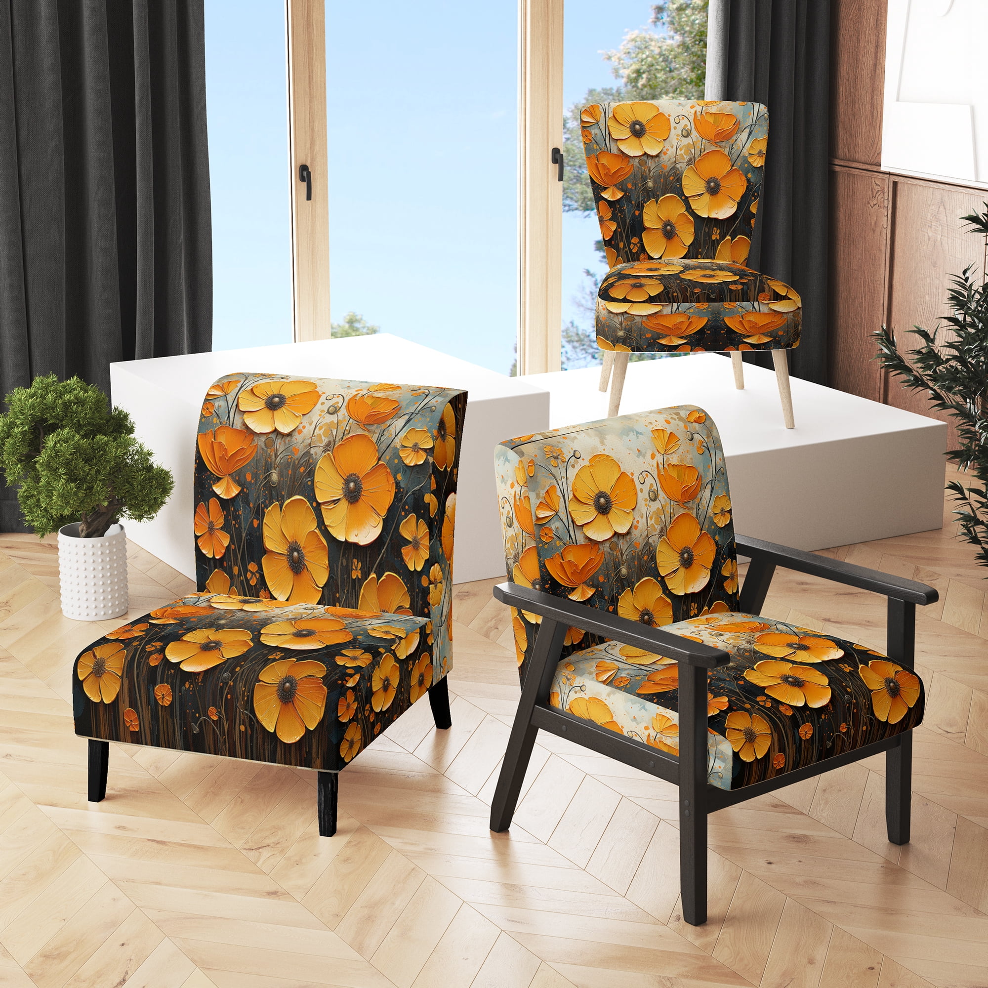 Designart "A Melody of Gold The Marigold s Beauty III" Gold Floral ...