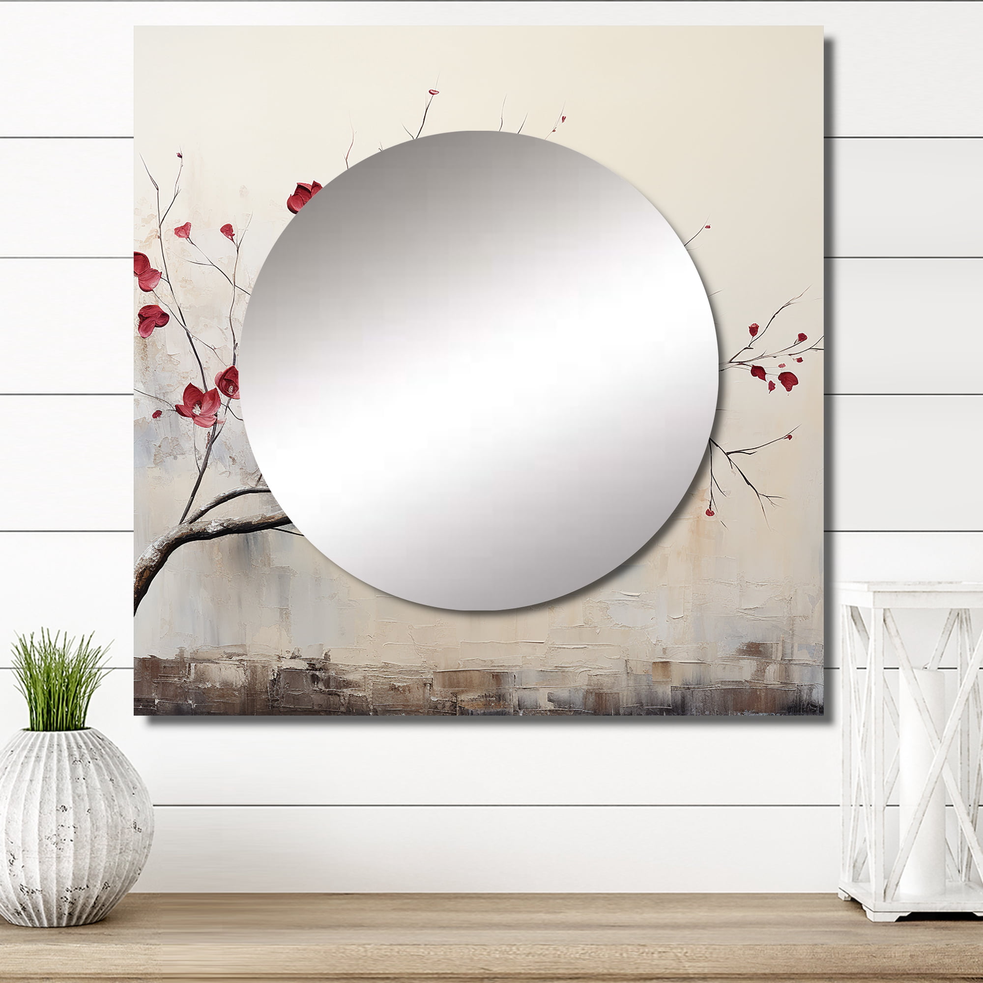 Designart "A Minimalist Dreamscape Of Leafy Garnet Grace" Leaves Square ...