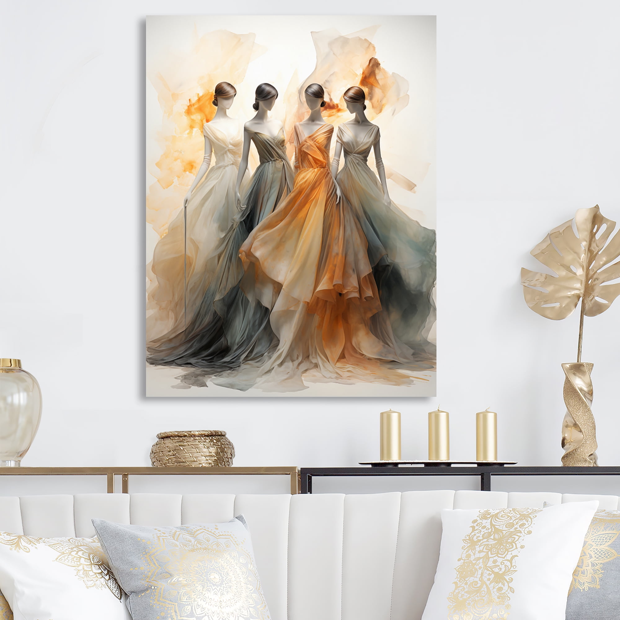 Designart "A Quiet Ensemble in a Peach Dance II" Portrait Metal Wall ...