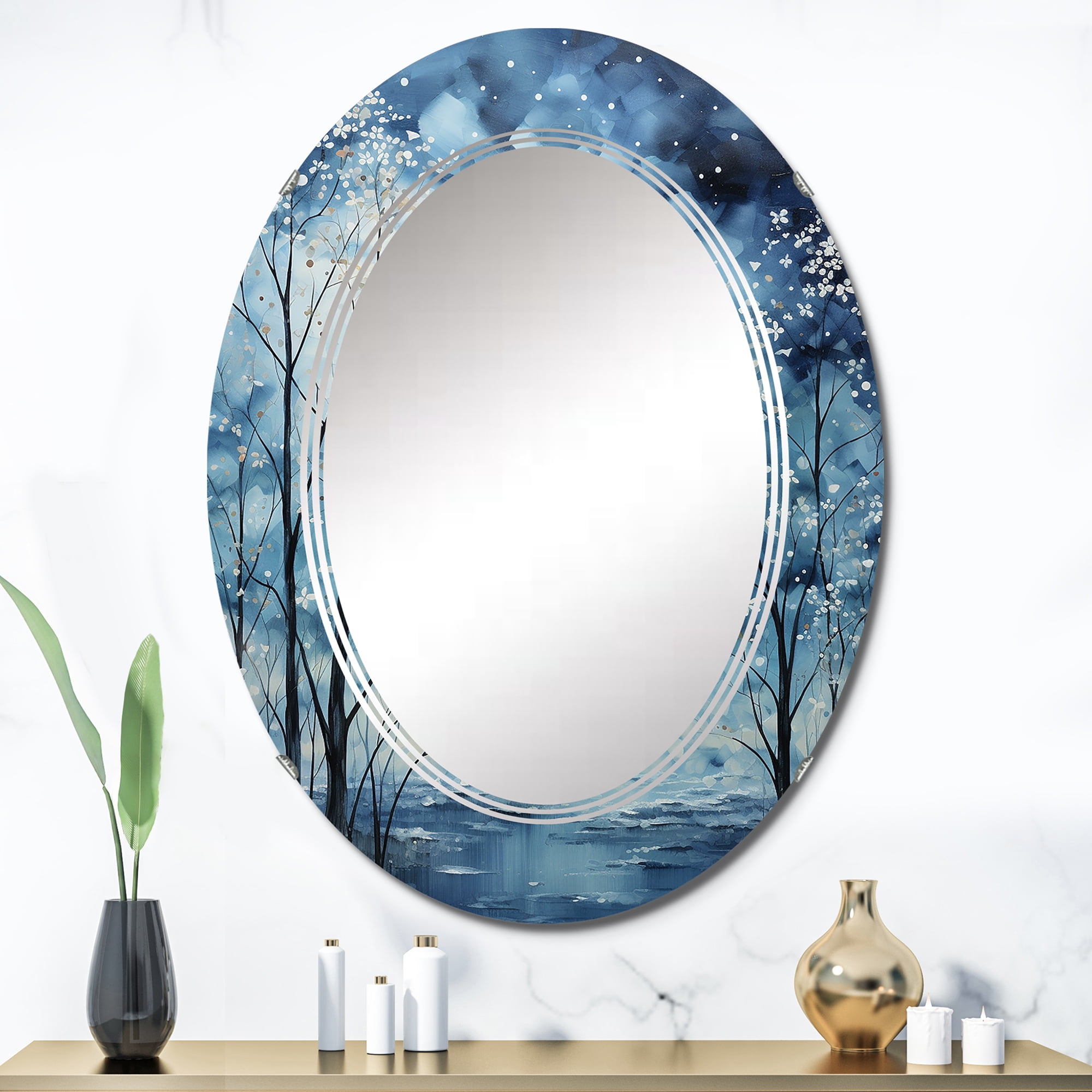 Designart "A Reverie in Blue and White Sky Photo" Floral Round Wall ...