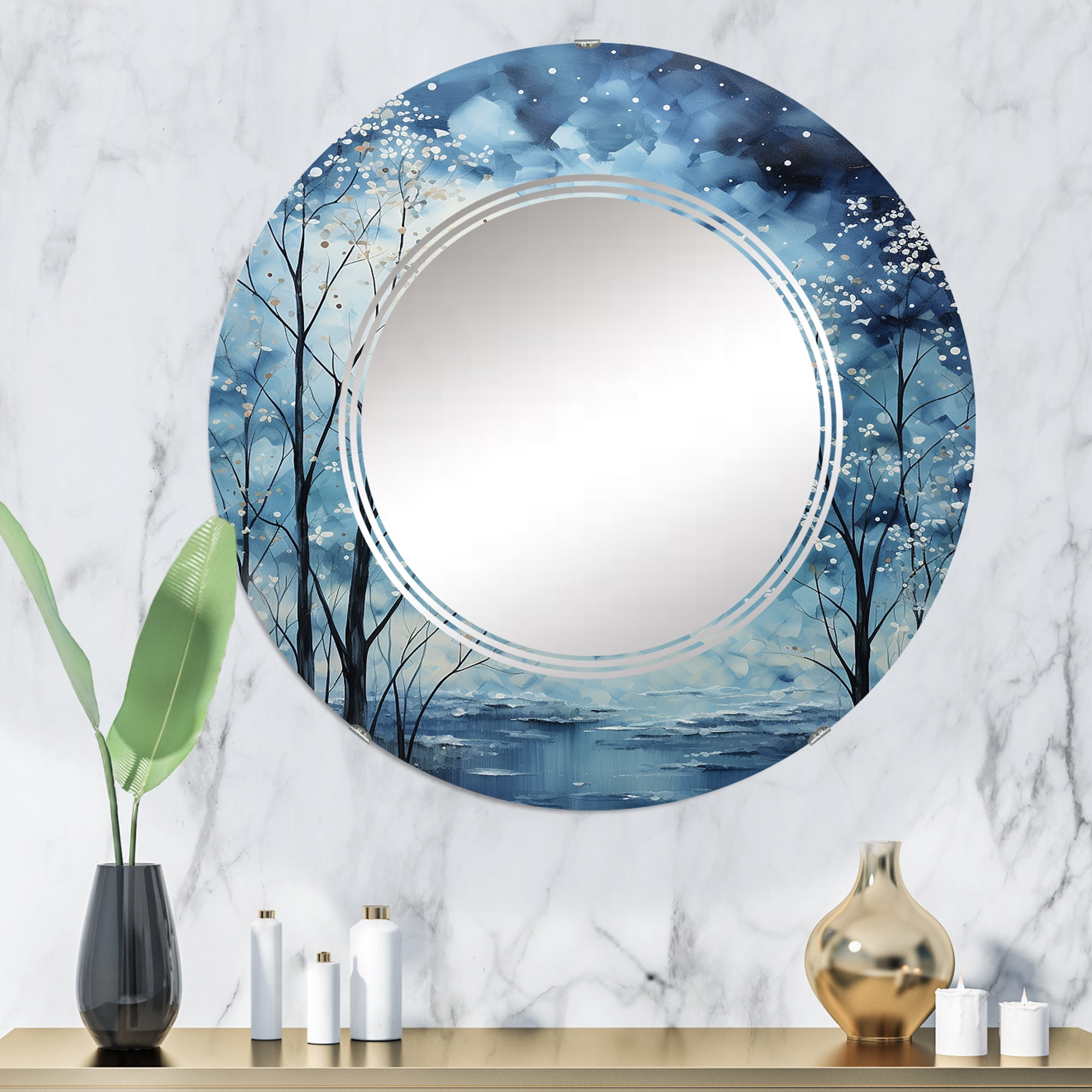 Designart "A Reverie in Blue and White Sky Photo" Floral Round Wall ...