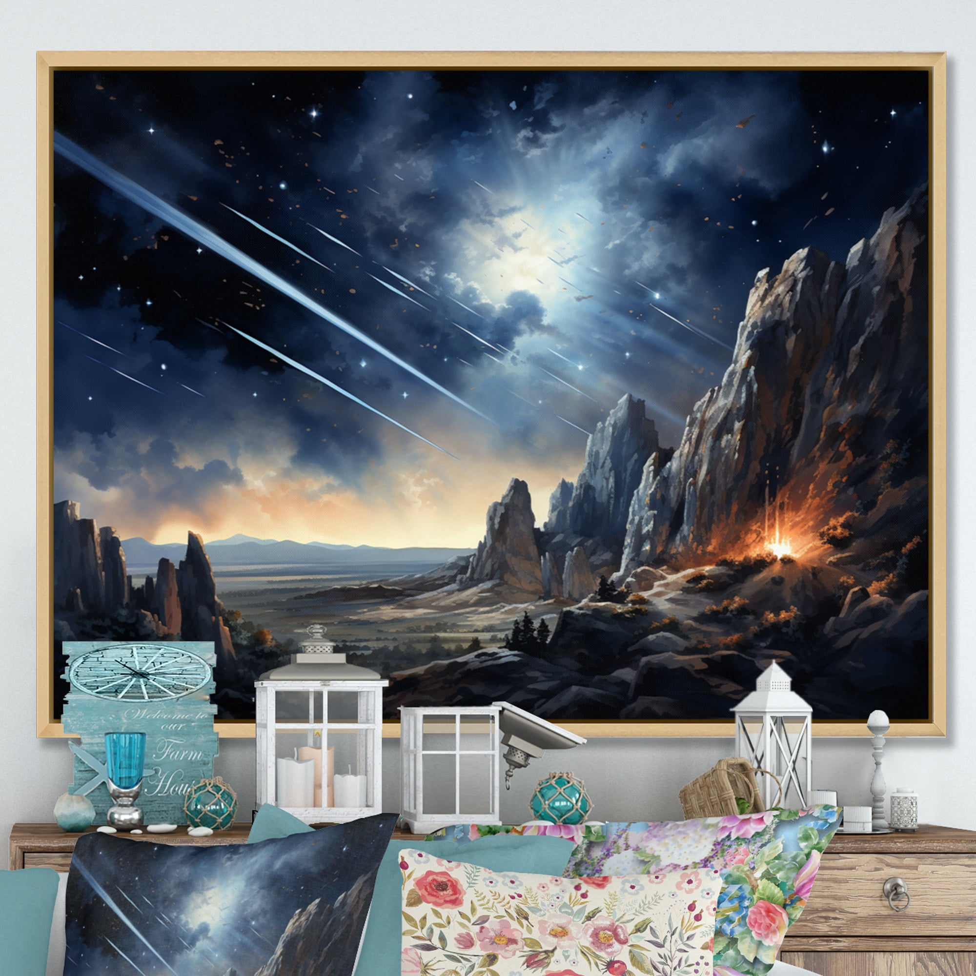 Designart "A Shower of Light Meteors in the Night Sky IV" Landscapes ...