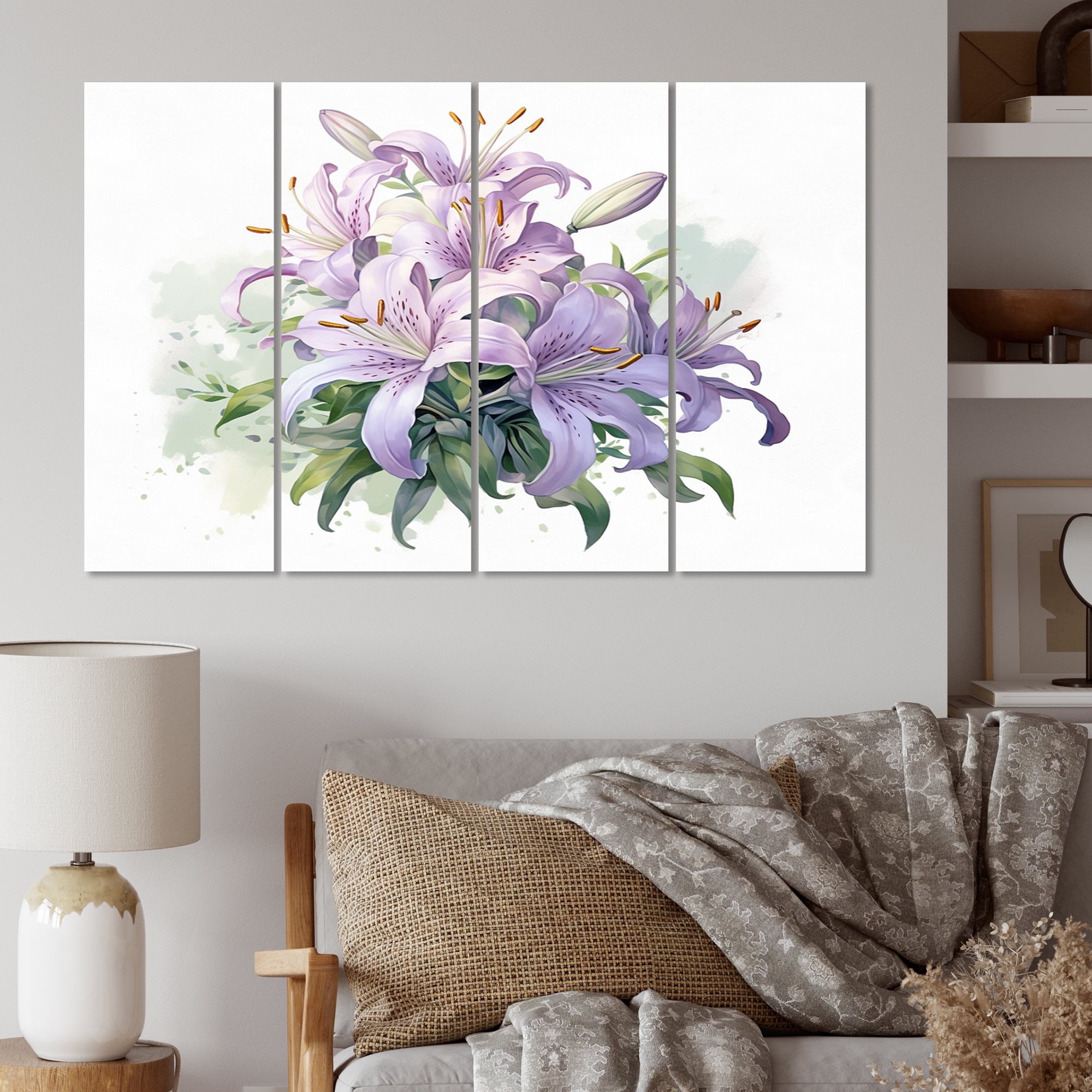 Designart "A Symphony of Purple and Green Lilies I" Floral Metal Wall Decor Set - Walmart.com